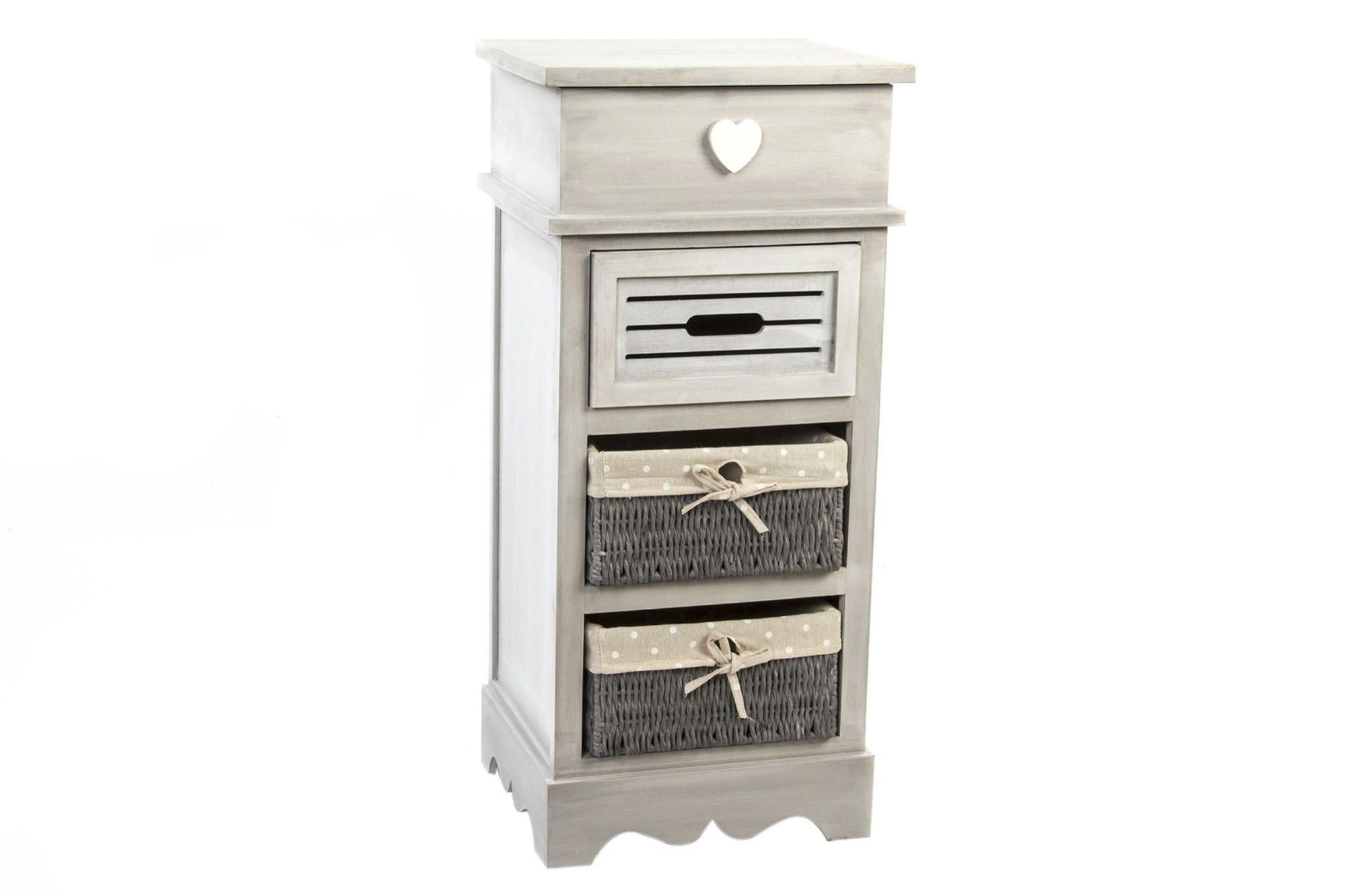 Commode en bois gris avec couvercle - Largeur 36 x Hauteur 79 x ...