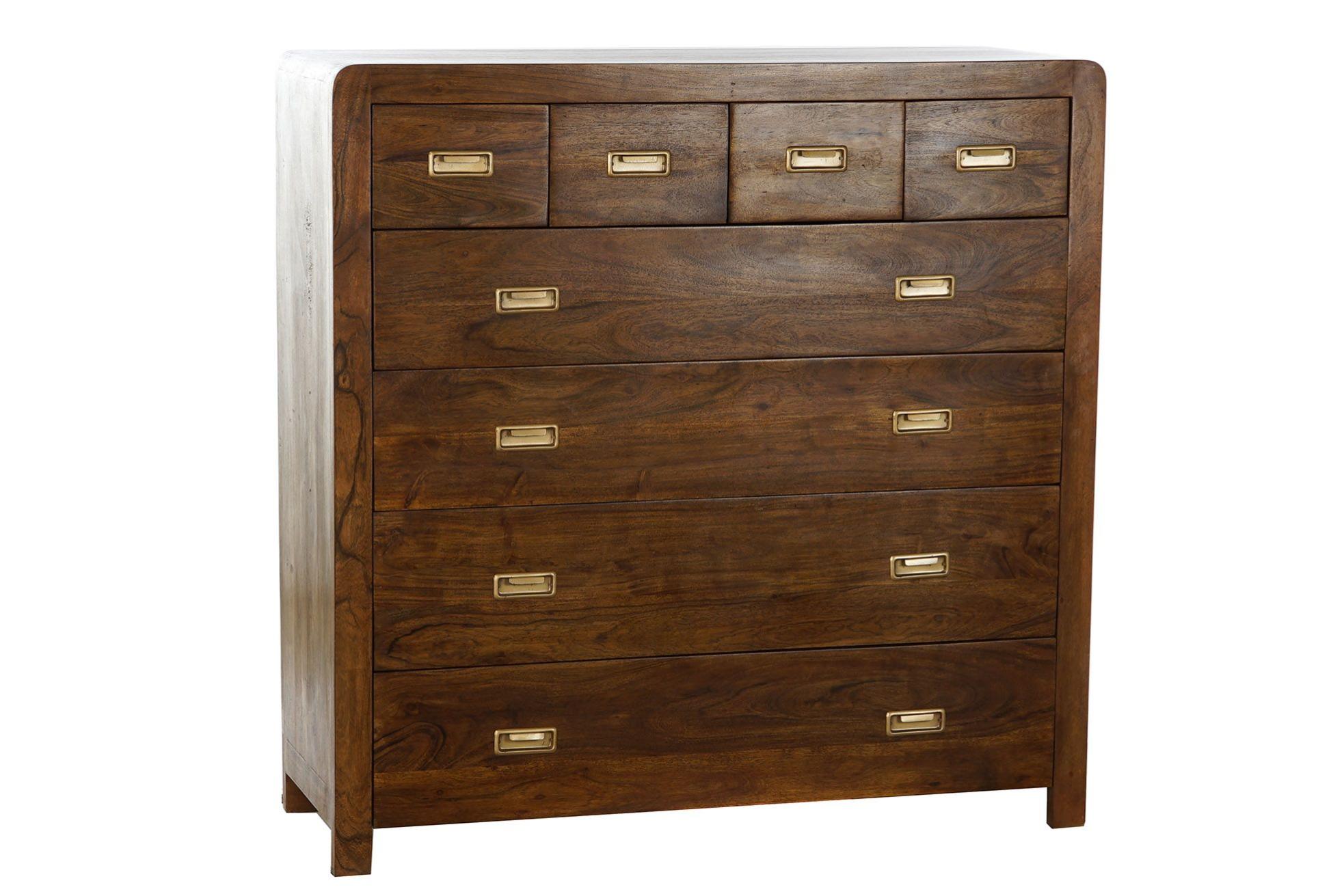 Commode en bois Acacia marron avec 8 tiroirs - Largeur 110 x Hauteur ...