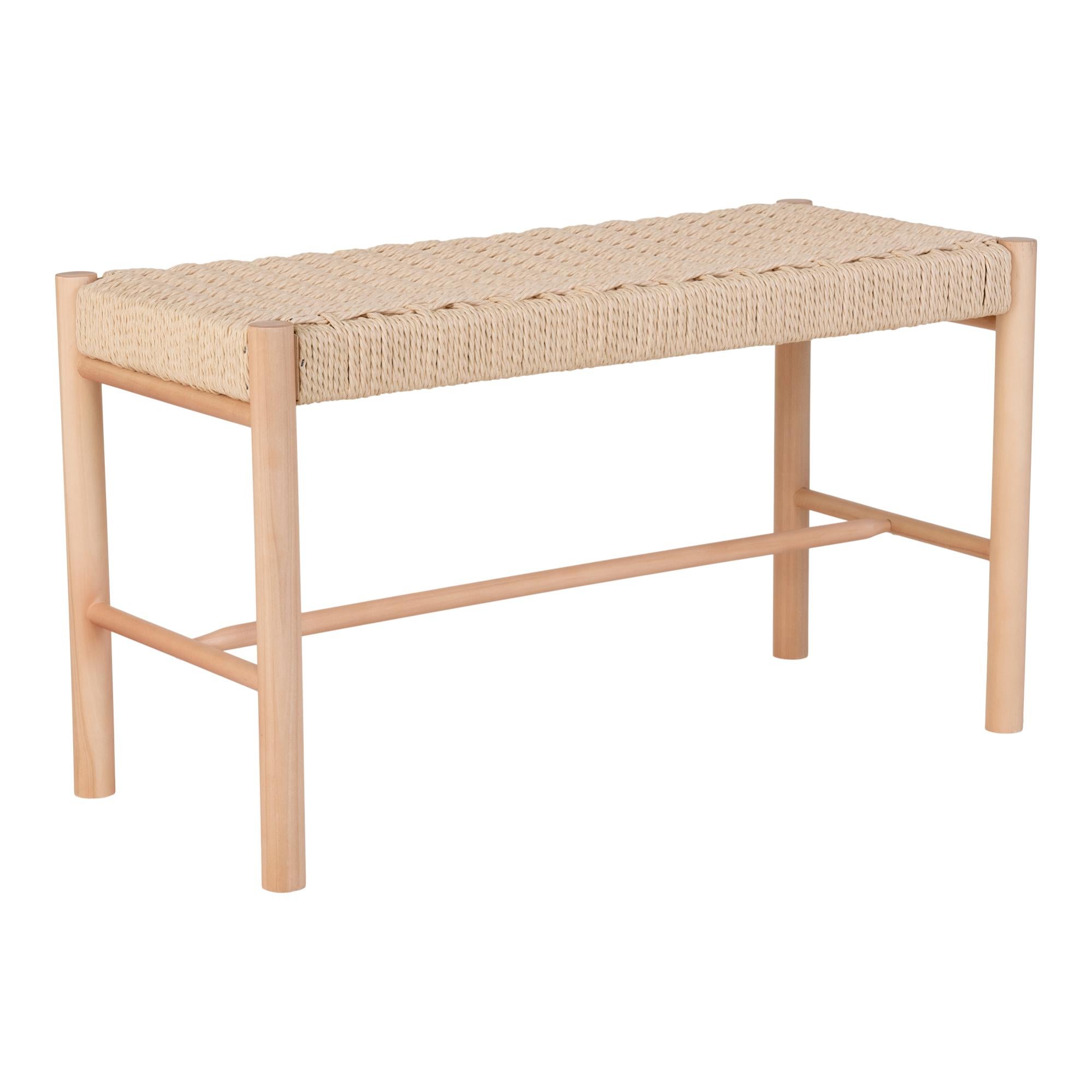 Banc d'assise en bois hêtre coloris naturel - Longueur 80 x profondeur ...