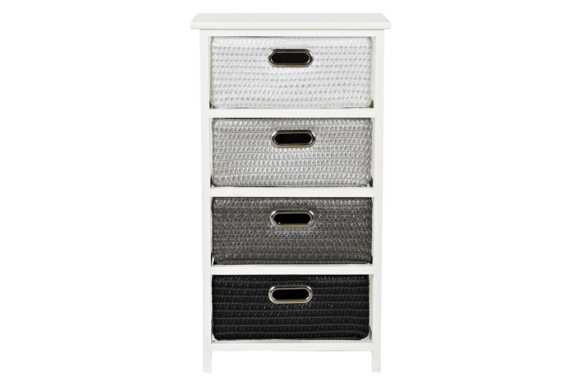 Commode en bois PP blanc avec 4 tiroirs - Largeur 40 x Hauteur 73 x ...