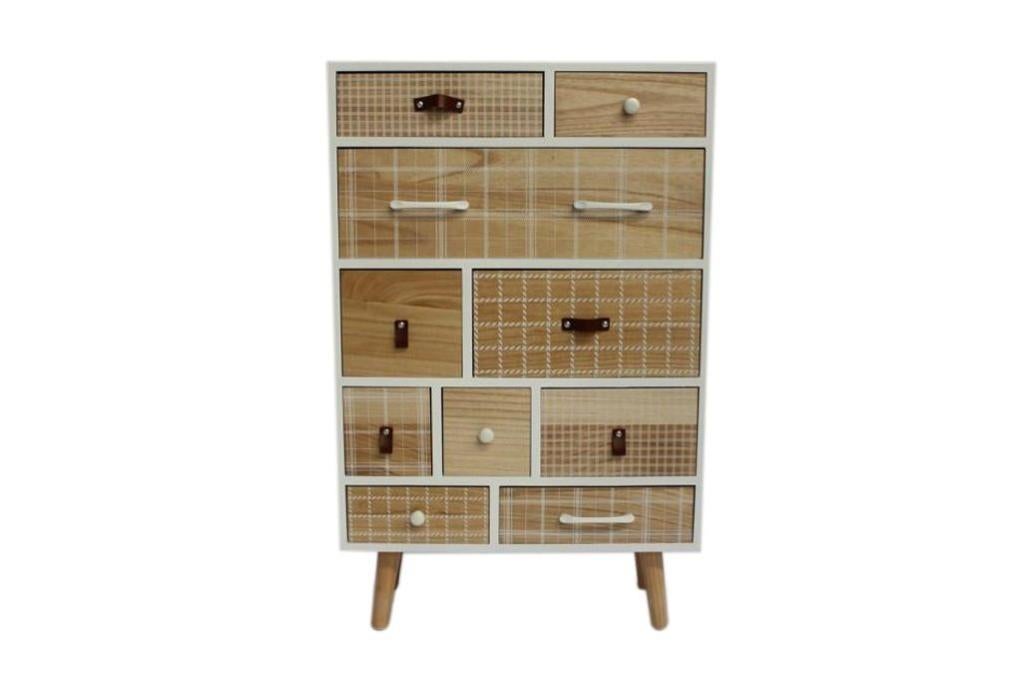 Commode en bois Paulownia avec 12 tiroirs - Largeur 60 x Hauteur 94 x ...