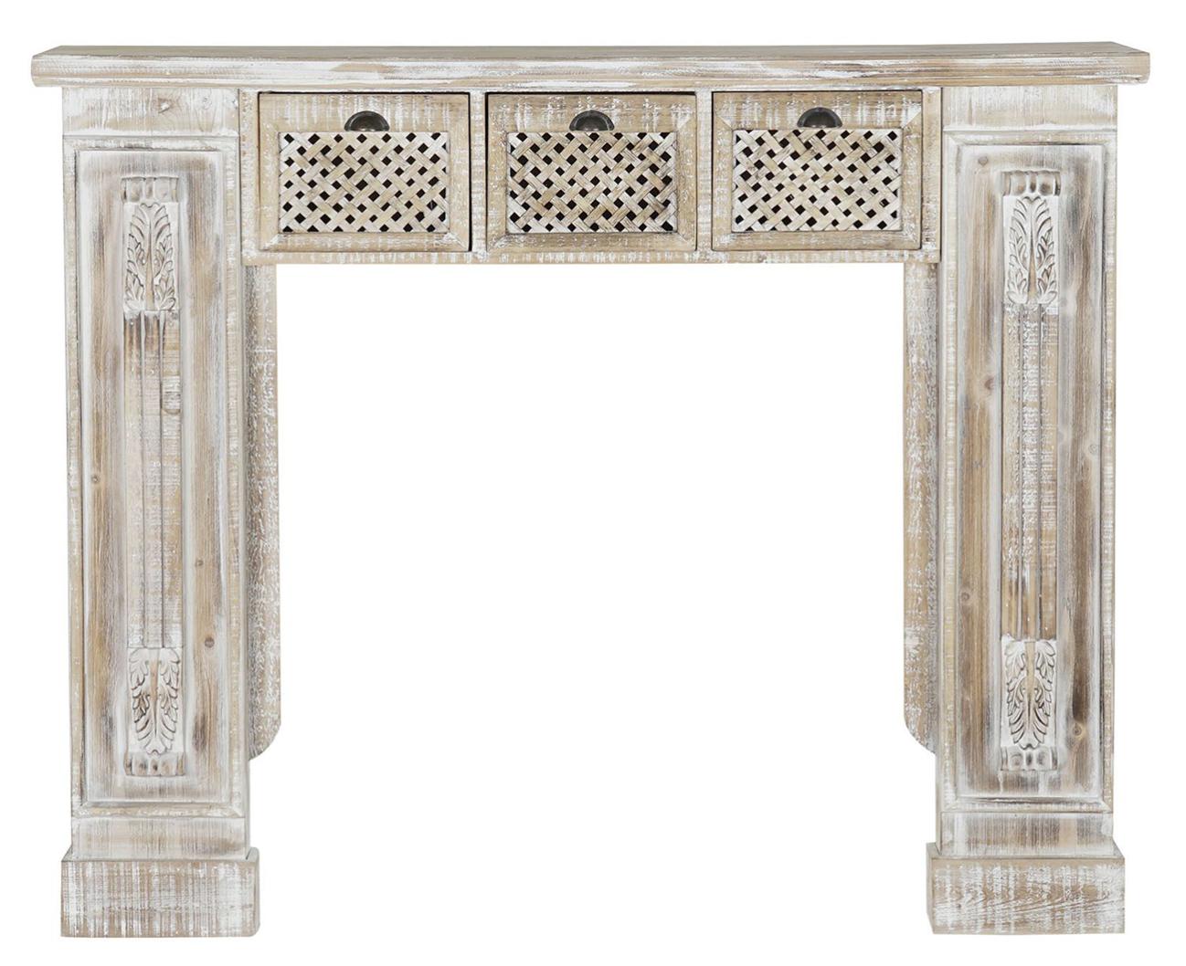 Cheminée de châssis en bois coloris marron/blanc - Longueur 120 x ...