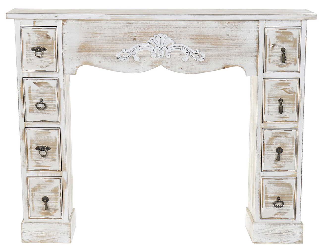 Cheminée de châssis en bois et résine coloris blanc - Longueur 120 x ...