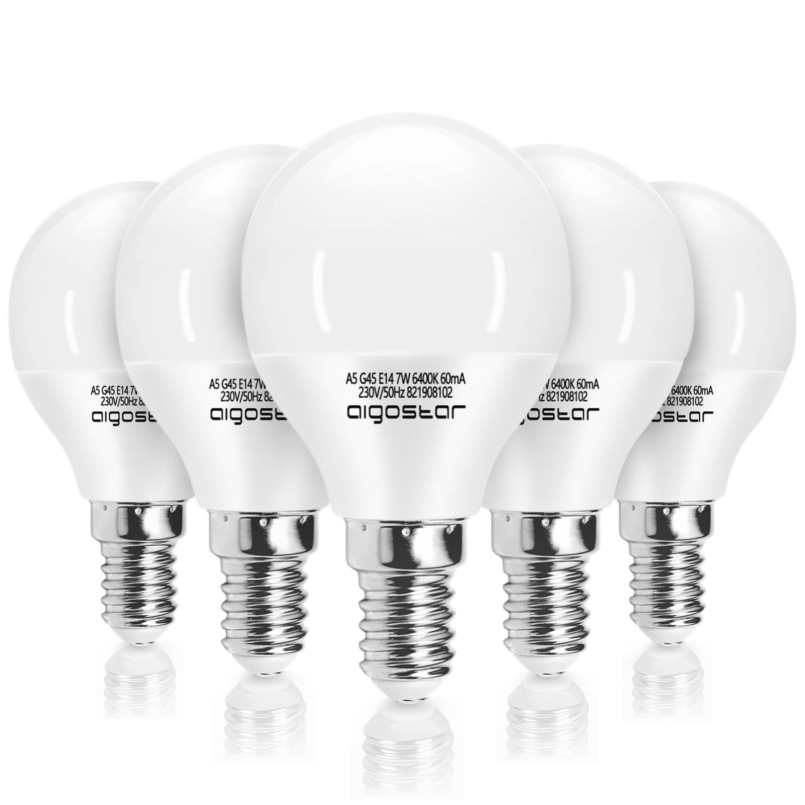 Bombillas LED E14, 7W, 6400K, G45, Pack De 5 Aigostar | Leroy Merlin