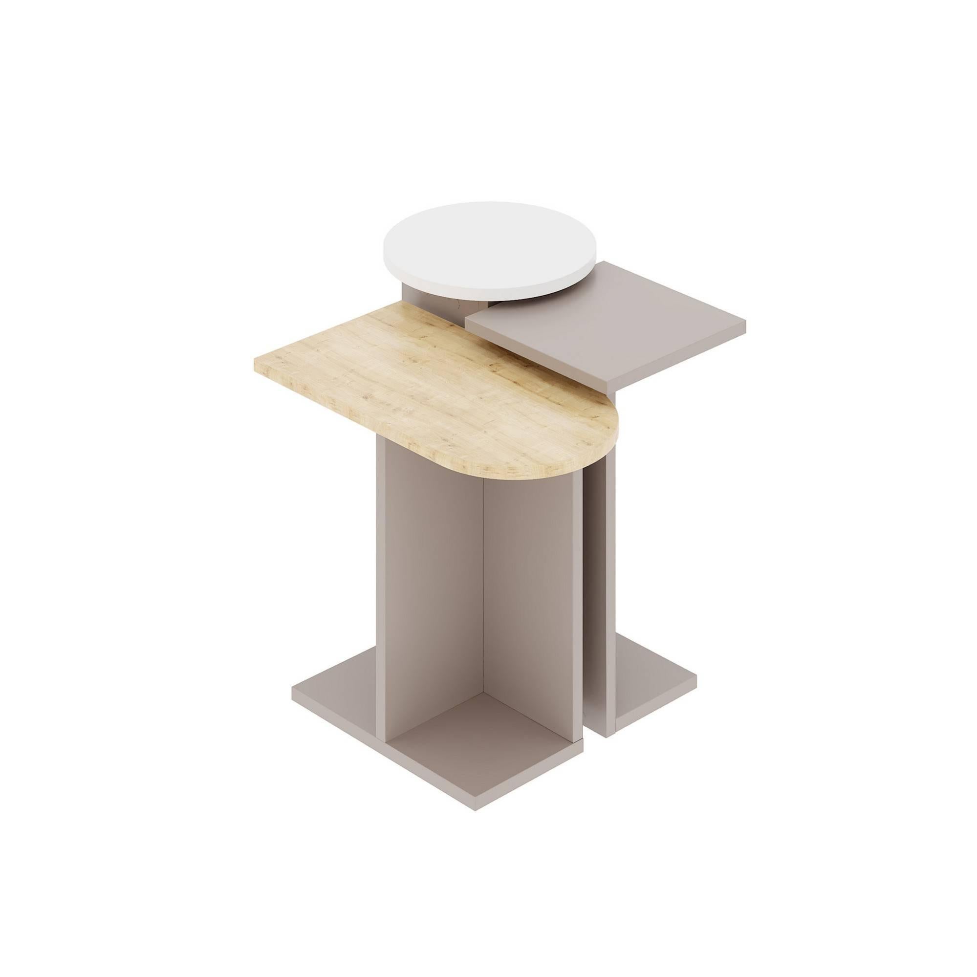 Table gigogne 3 pièces Clarus Bois Moka, Chêne et Blanc | Leroy Merlin