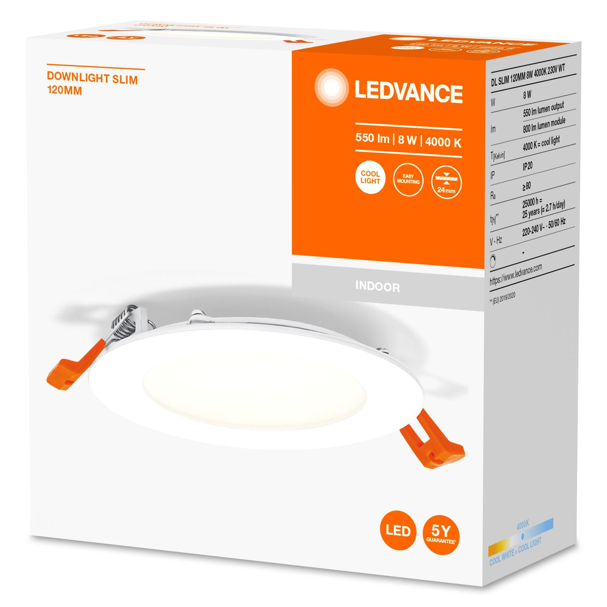 LEDVANCE Downlight LED: per soffitto, RECESS SLIM DOWNLIGHT / 8 W, 220 ...