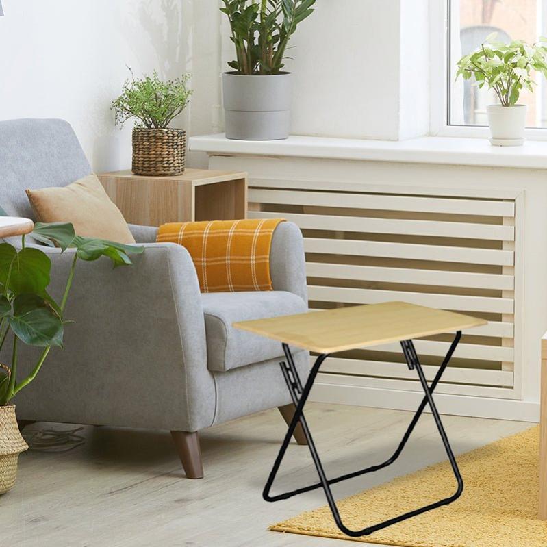 Table d'Appoint Pliante en Bois et Métal - 70x50x75 cm - SILUMEN ...
