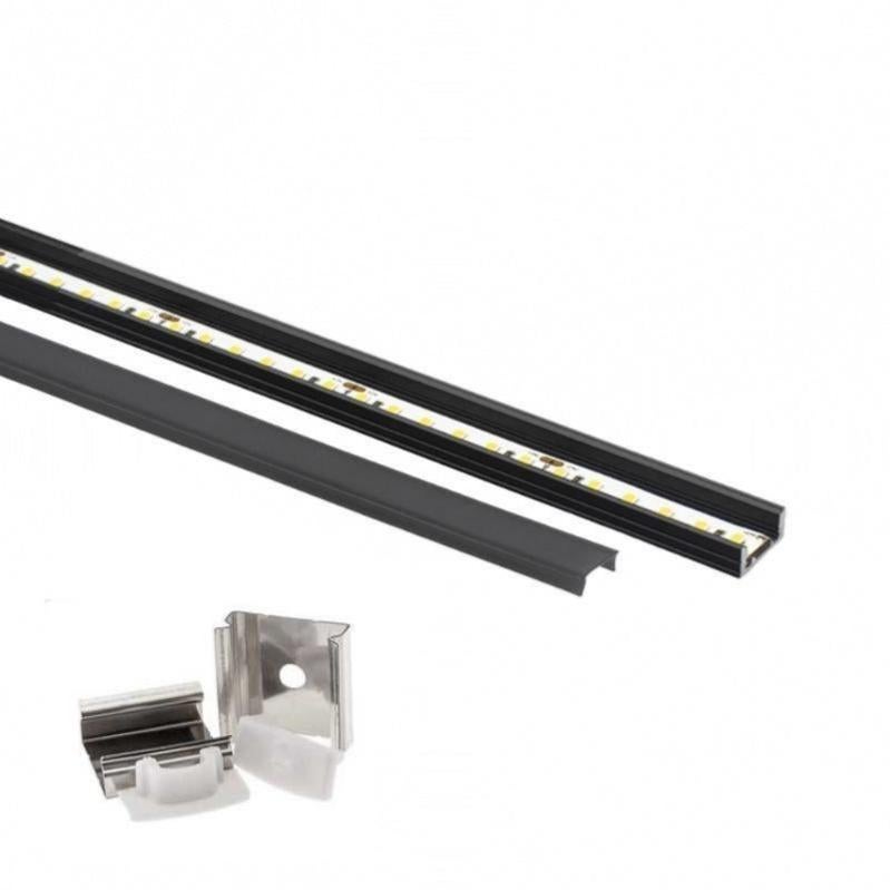Profilé Aluminium 2m Noir pour Ruban LED - Cache Opaque Noir - SILUMEN ...