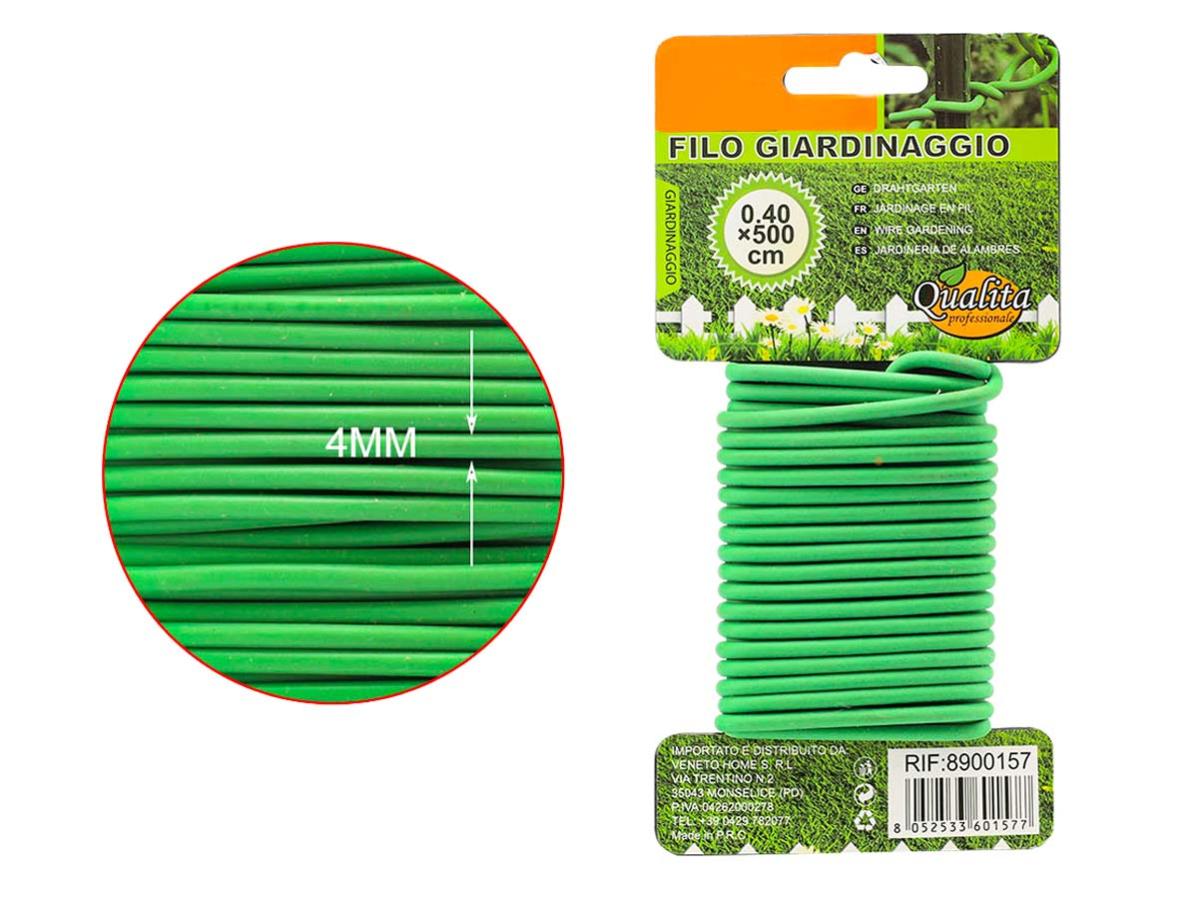 5 Metri Filo di Ferro da Giardinaggio Rivestito Gommato Verde Diametro ...