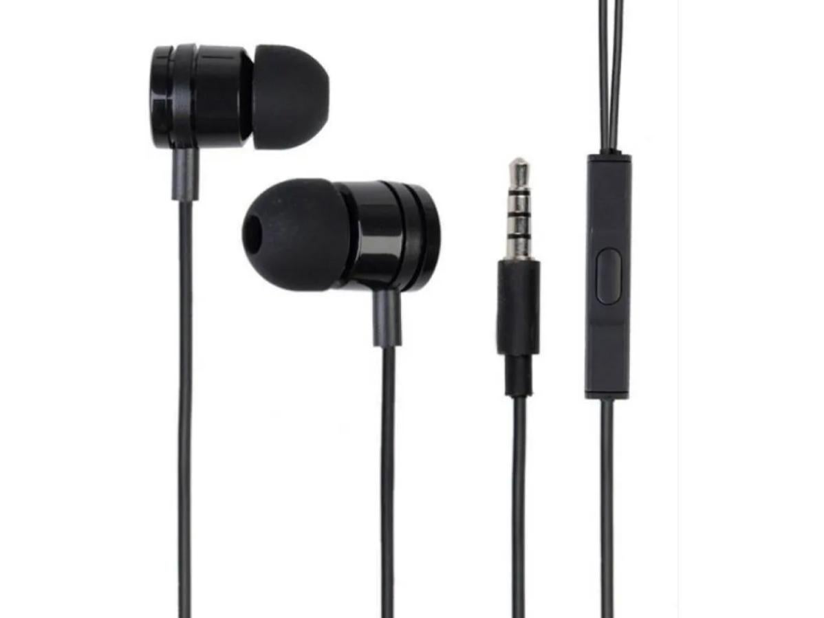 Auricolari con Filo Jack 3,5mm Cuffia Con Microfono Cavo 1,2M Nero ...