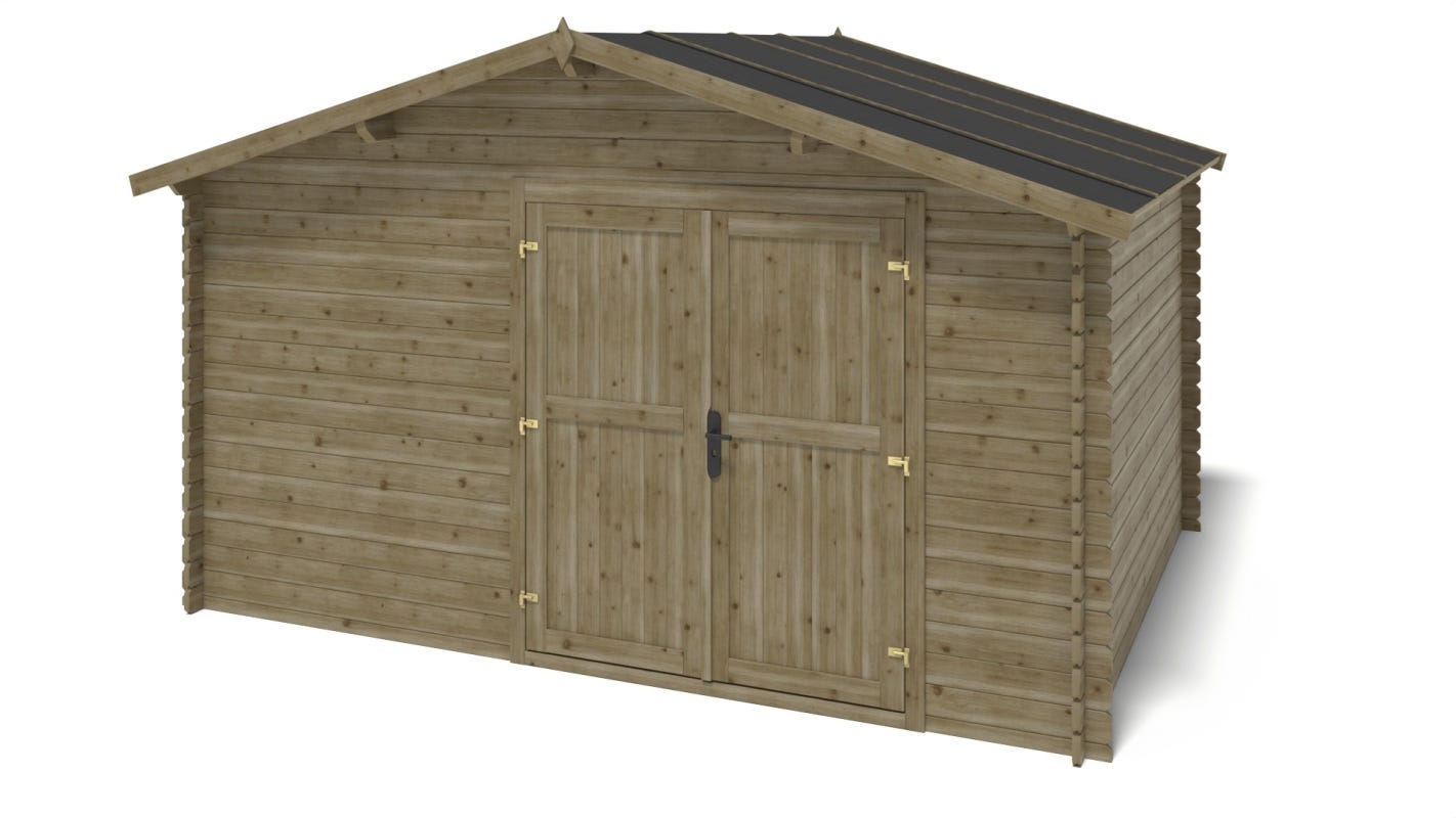 Abri de jardin en bois - 12m2 - 4x3m - Traité - Ep. 28mm - Couleur ... Abri de jardin en bois - 12m2 - 4x3m - Traité - Ep. 28mm - Couleur ...