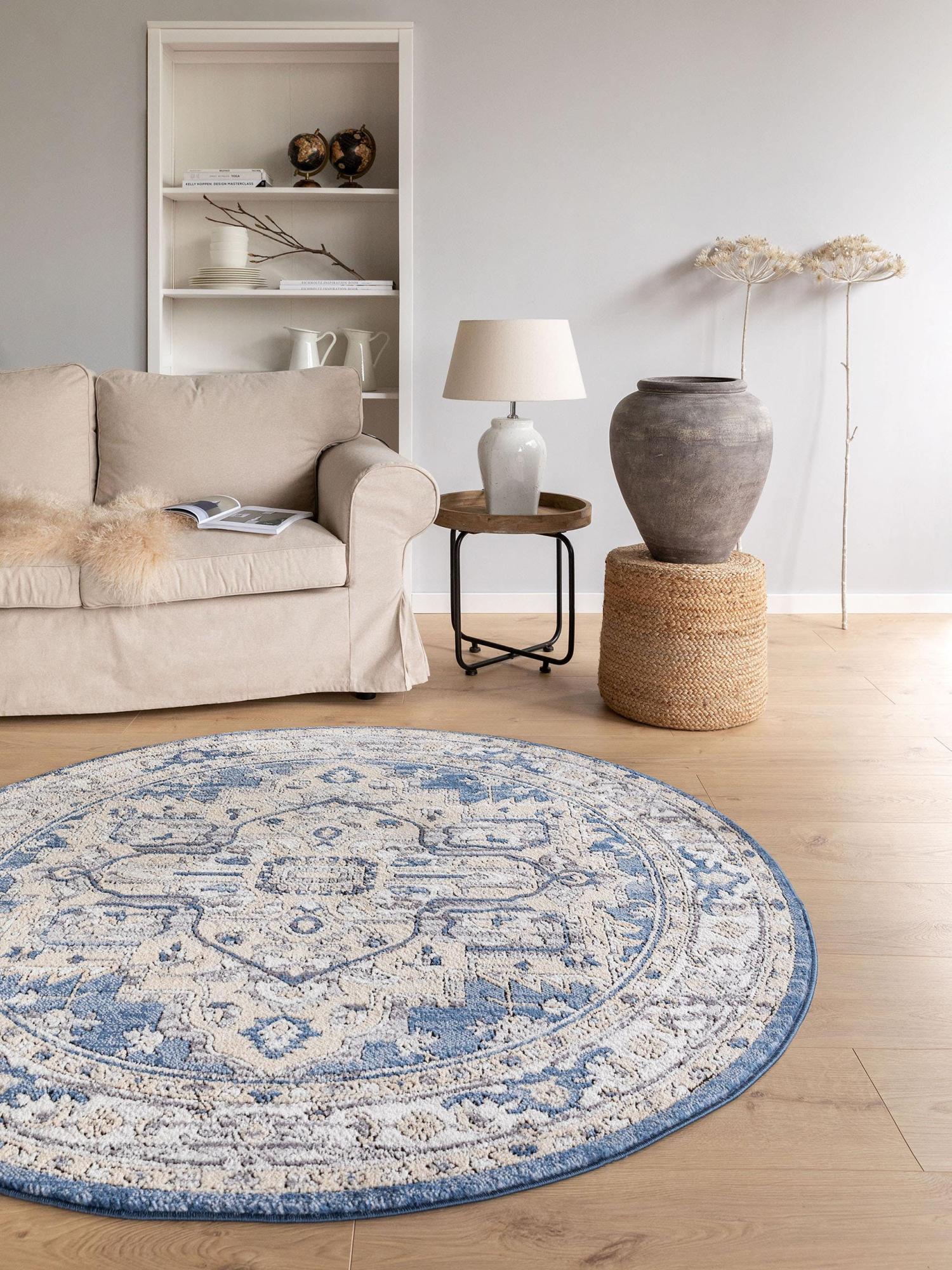 BENUTA - Tappeto rotondo beige/blu ø 160 cm rotondo | Leroy Merlin