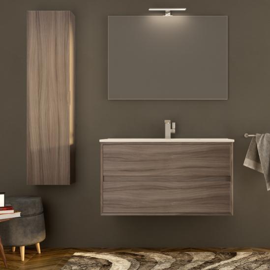 Bagno Italia Mobile da bagno 100 cm color larice arredo sospeso moderno ...