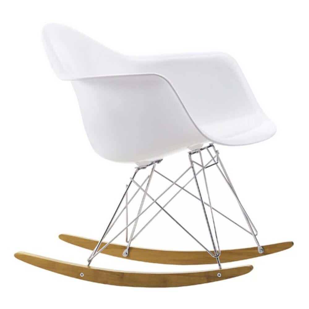 Poltrona dondolo moderna di design bianca abs metallo e legno per ...