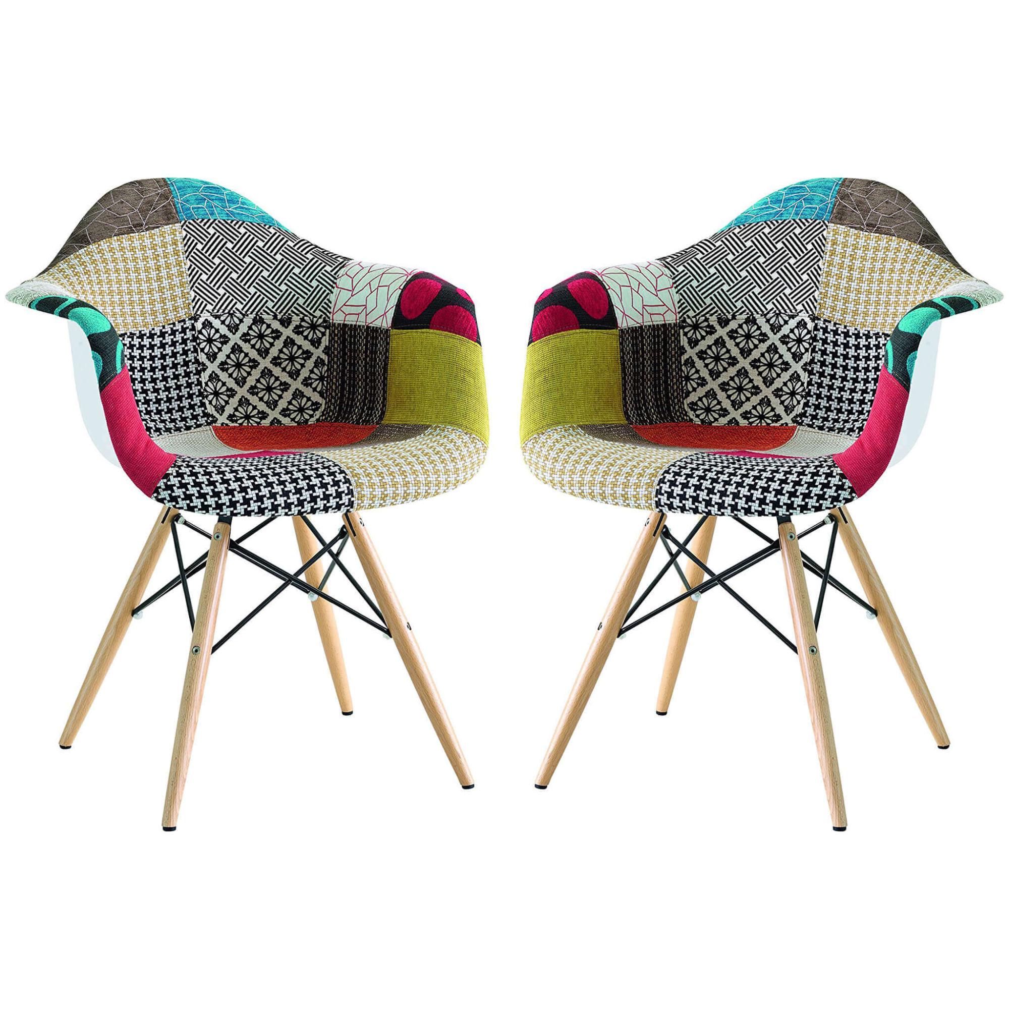 Set di 2 poltrone patchwork moderne di design seduta in tessuto ...
