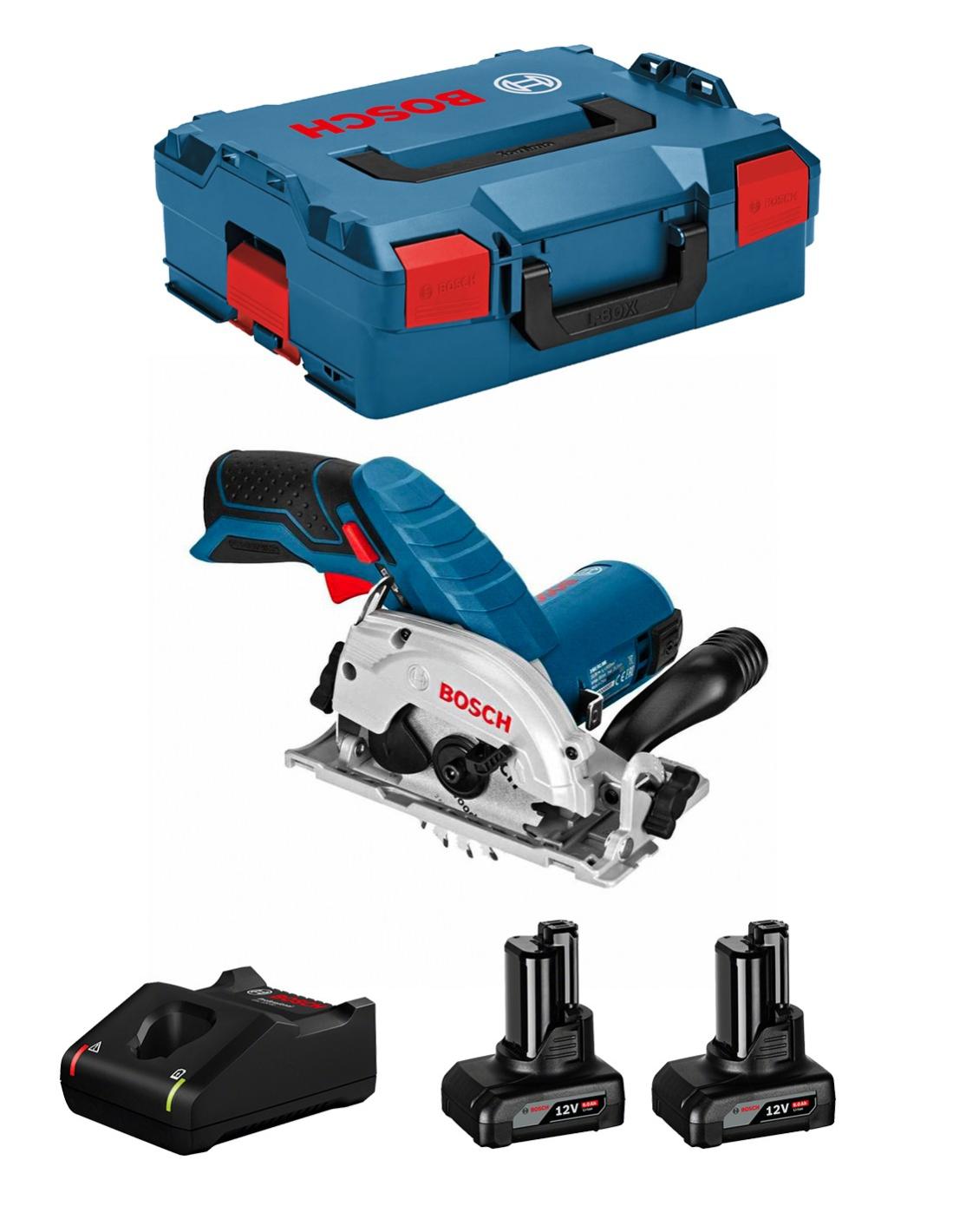 Sierra Circular BOSCH GKS 12V-26 (2 x 6,0 Ah + GAL12V-40 + L-Boxx 136 ...