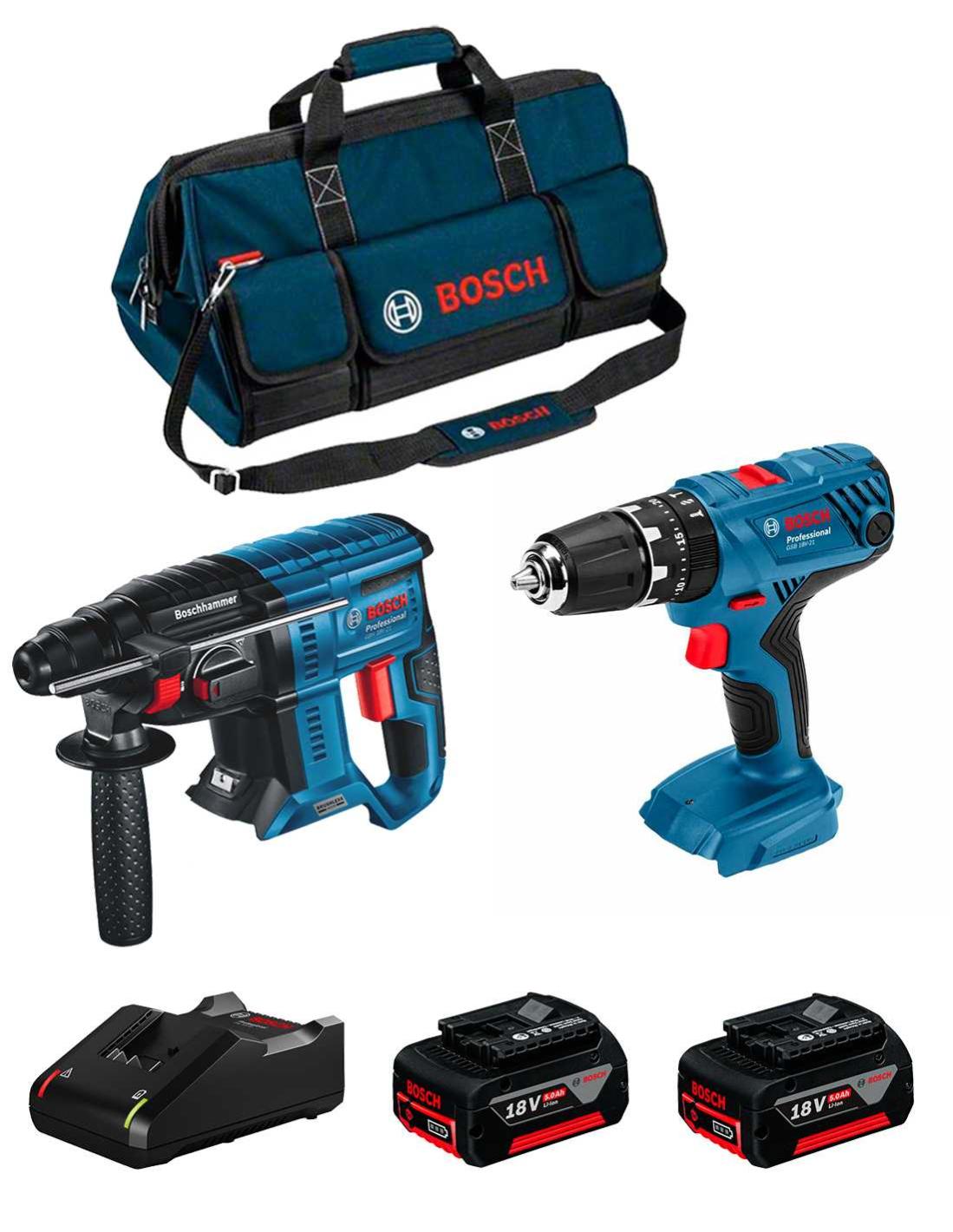 BOSCH Kit 18V BK207BAG (GBH 18V-21 + GSB 18V-21 + 2 x 5,0 Ah + GAL18V ...