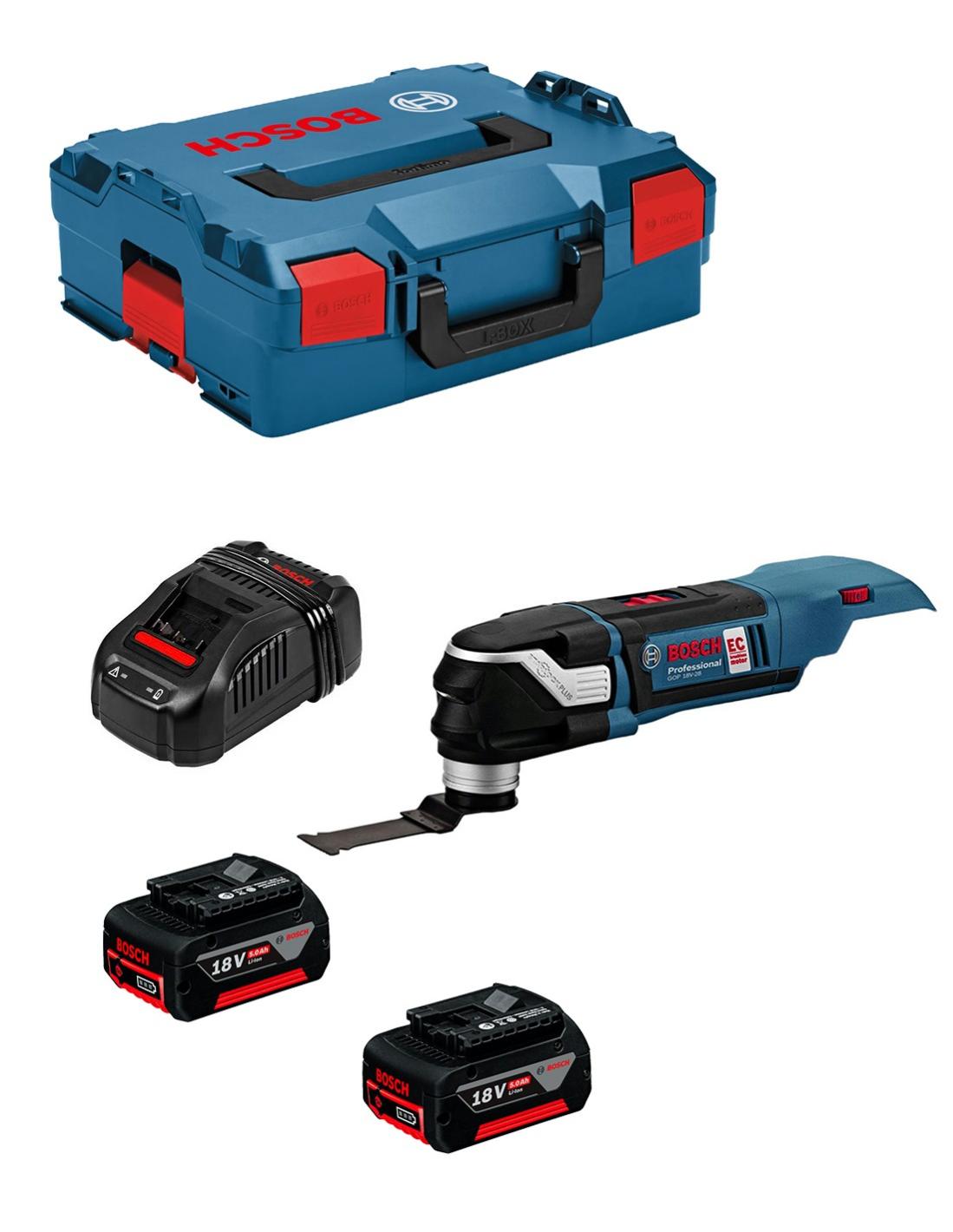 Multi-Herramienta BOSCH GOP 18V-28 (2 x 5,0 Ah + GAL1880CV + L-Boxx 136 ...