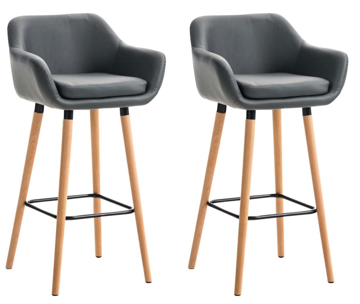 Lot de 2 tabourets de bar chaise haute design scandinave accoudoirs et ...