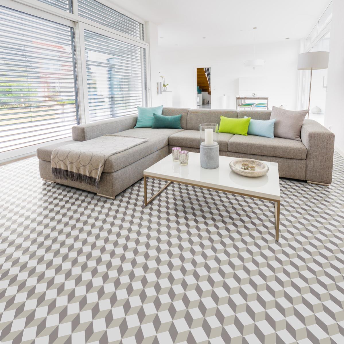 Stickers Sol Anti-dérapant avec Protection - SOL CARRELAGES GÉOMÉTRIQUE ...