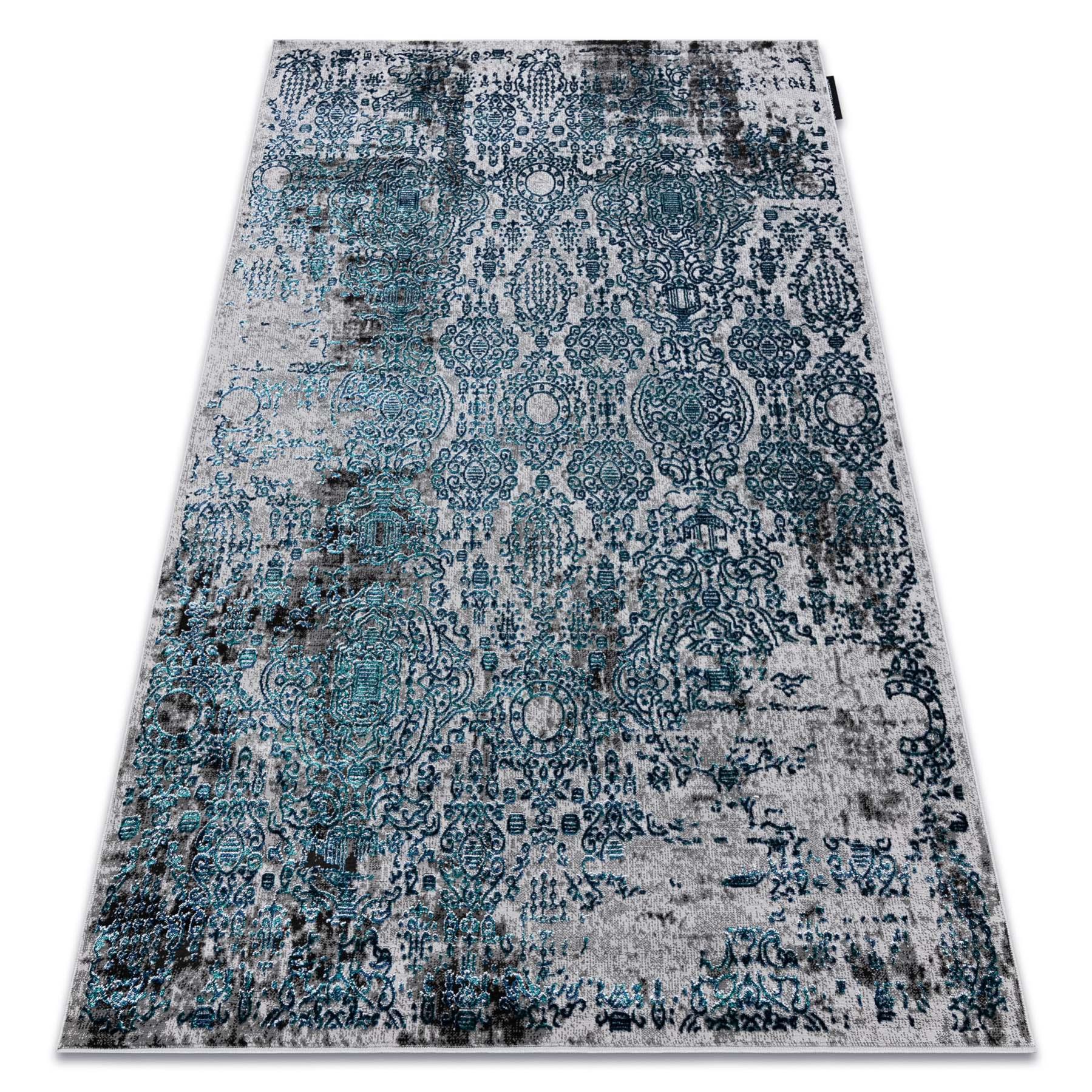 Tapis DE LUXE moderne 2081 Ornement vintage - Structural bleu / gris ...