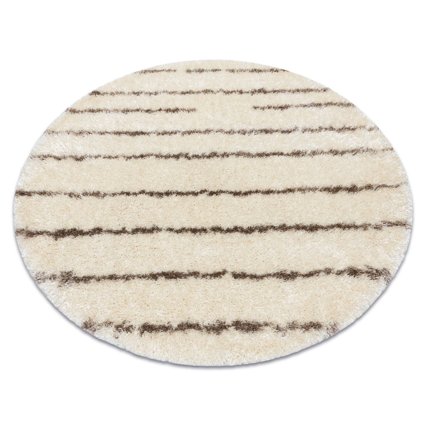 Alfombra FLUFFY 2371 circulo shaggy rayas - crema / beige circulo 160 ...