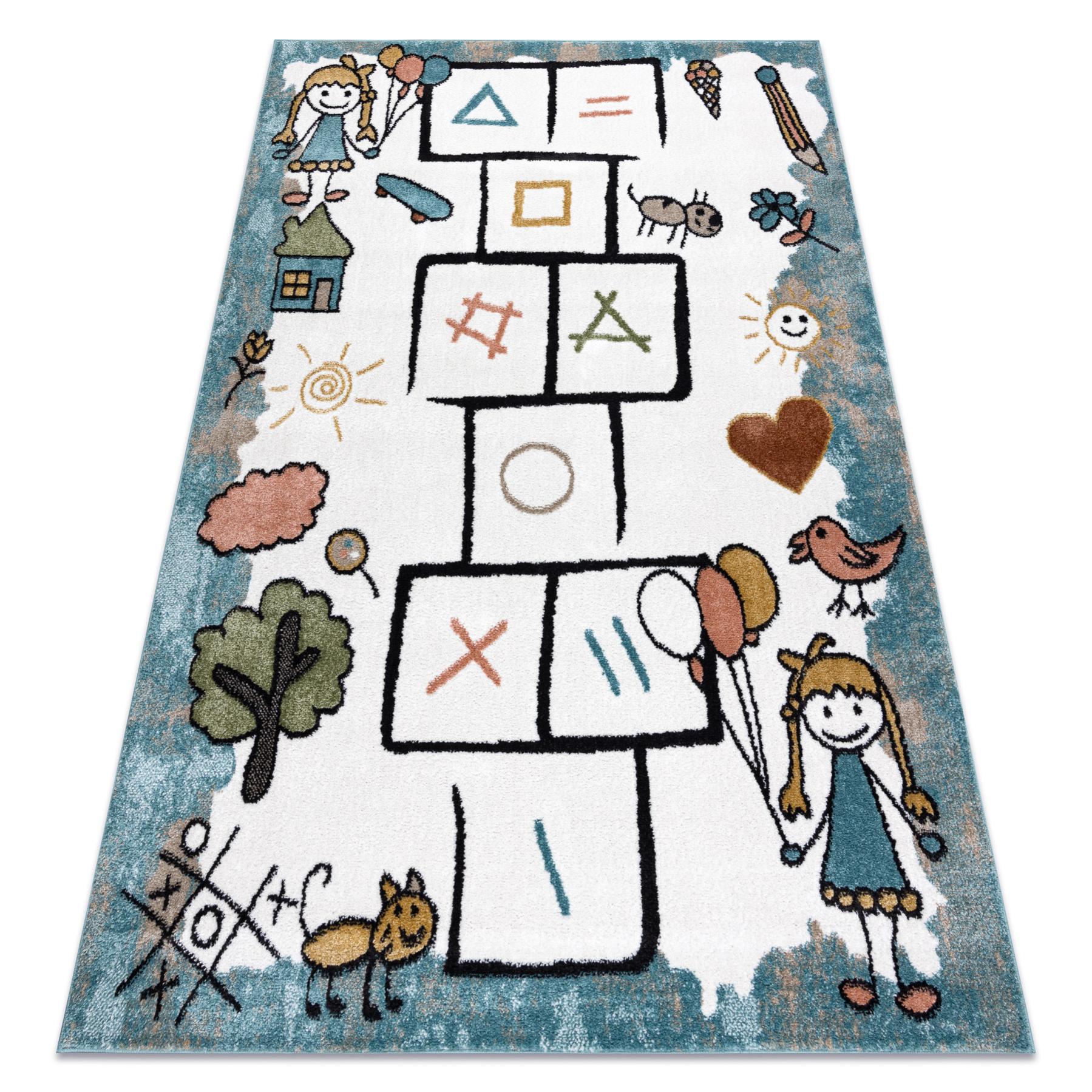 Alfombra FUN Hop para niños, rayuela, animales azul 140x190 cm | Leroy ...