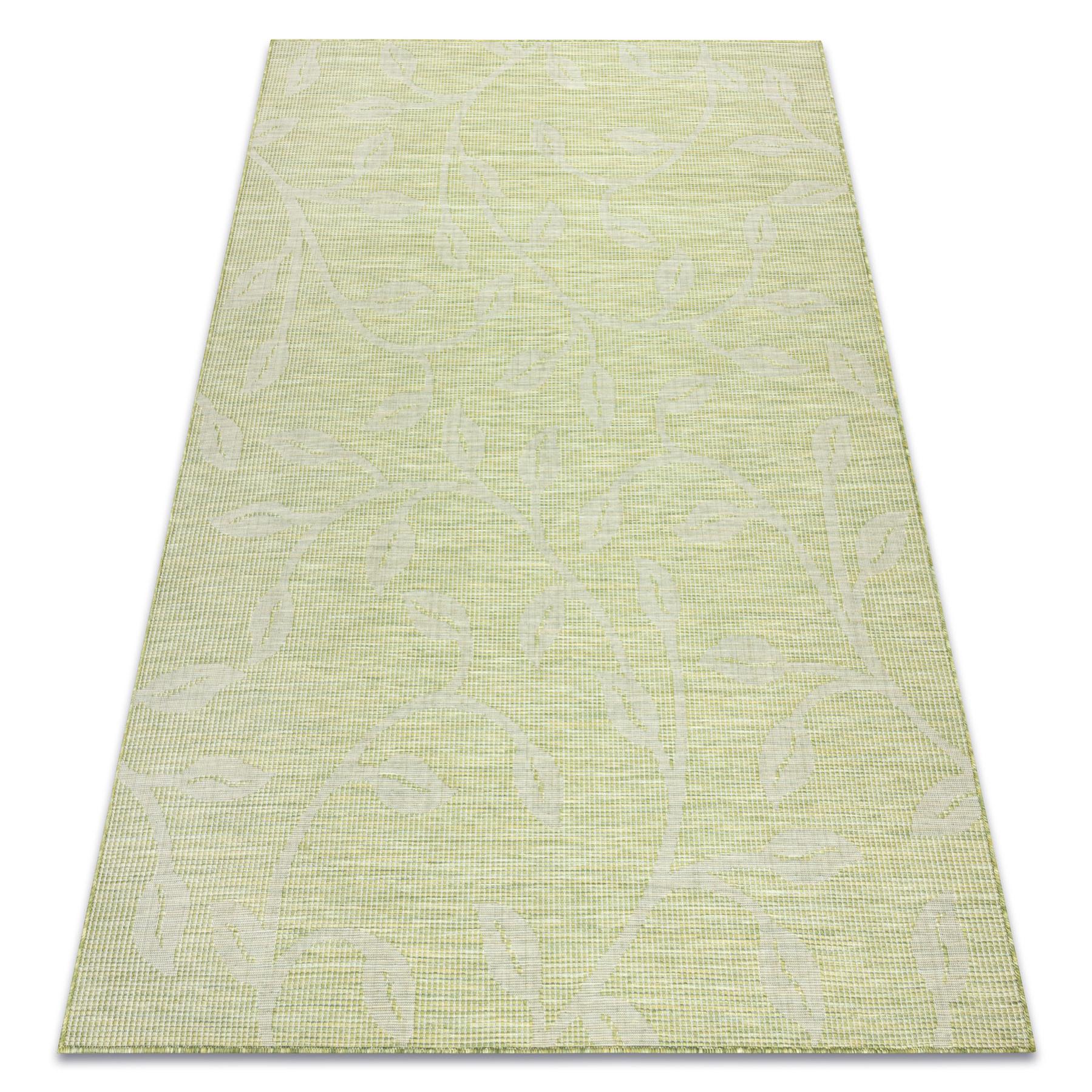 Tapis SIZAL PATIO 3045 feuilles tissé à plat vert / beige 136x190 cm ...