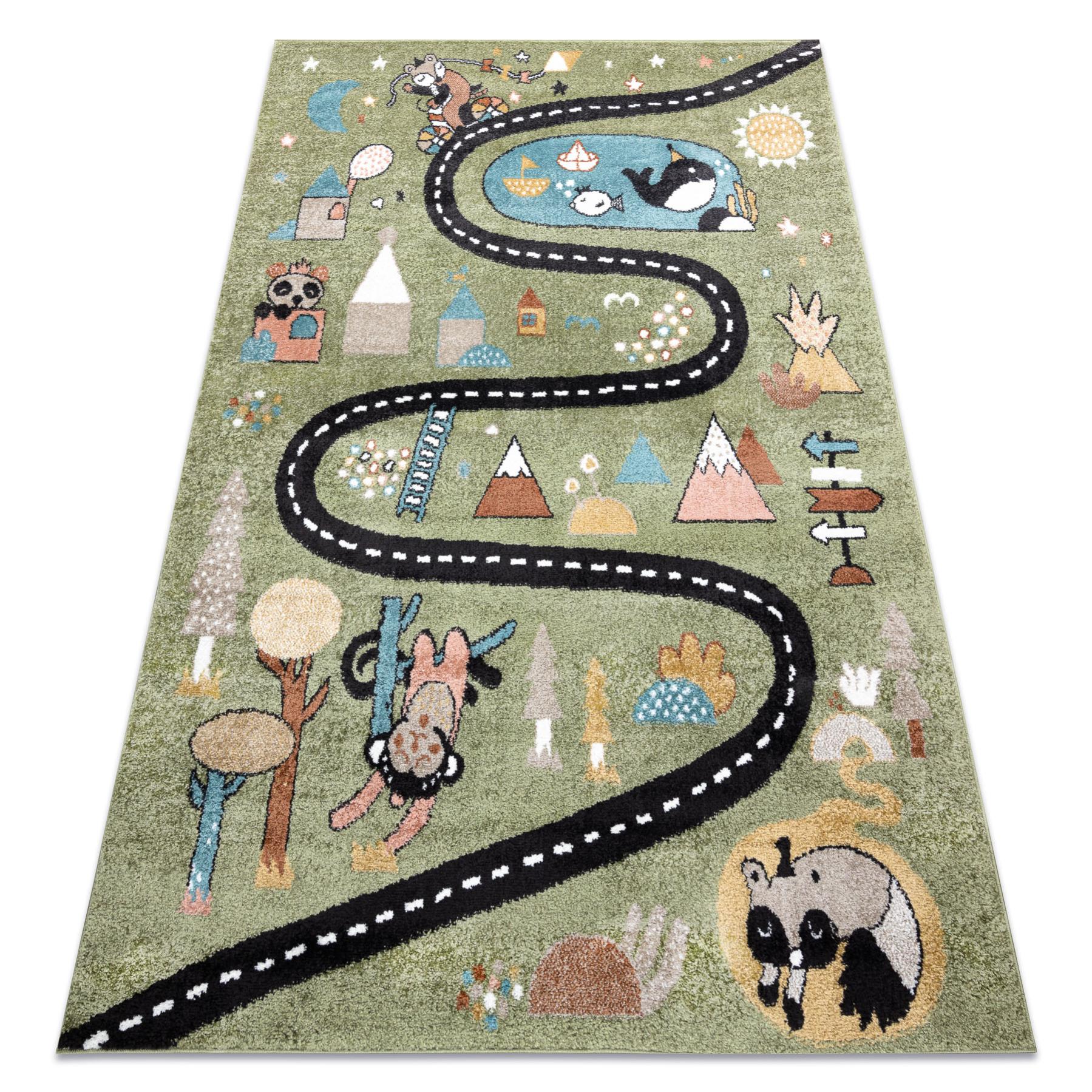 Tappeto FUN Route per bambini, strada, animali verde 240x330 cm | Leroy ...