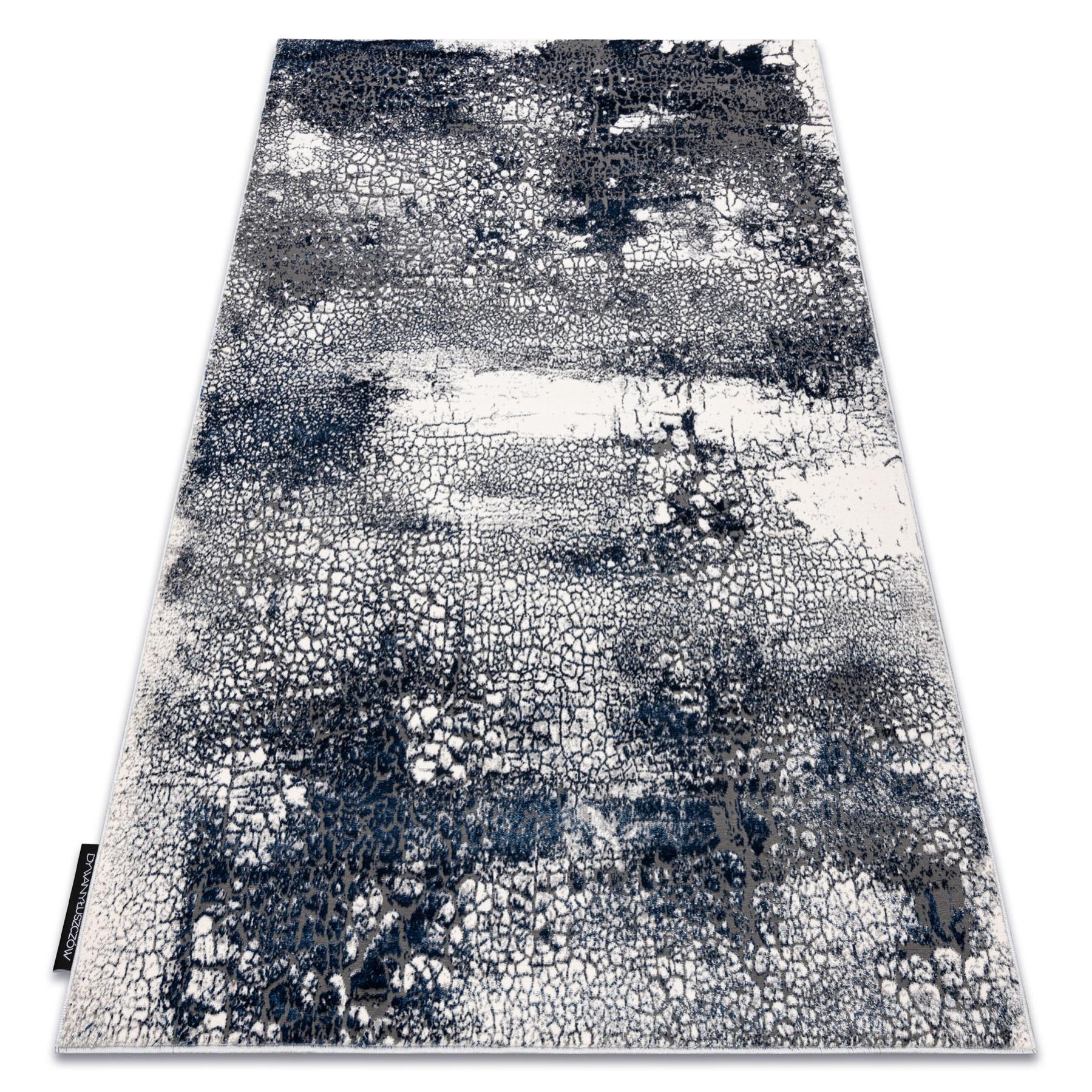Tapis DE LUXE moderne 528 Abstraction - Structural crème / bleu foncé ...