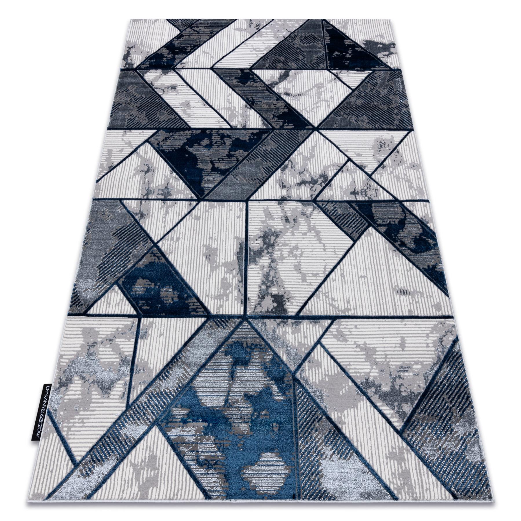 Tapis DE LUXE moderne 632 Géométrique - Structural crème / bleu foncé ...