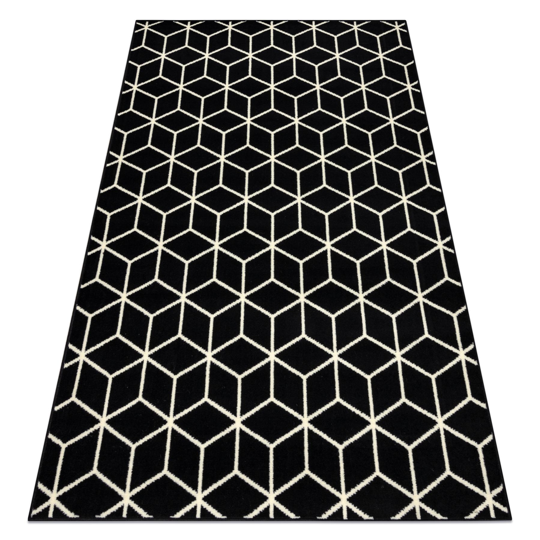 Tappeto BCF BASE Cube 3956 Cubo nero / avorio 140x190 cm | Leroy Merlin