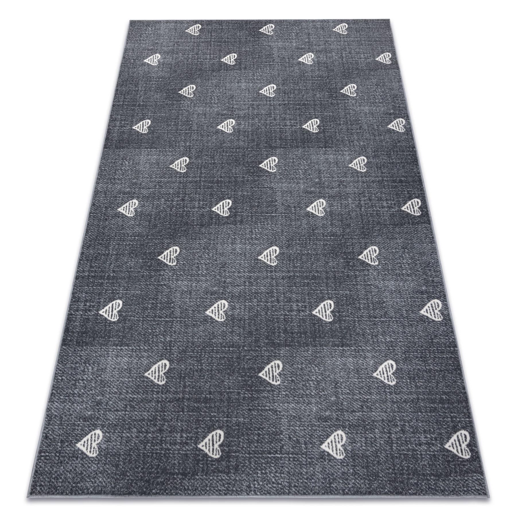 Moquette pour enfants HEARTS Jeans, vintage cœurs - gris 200x300 cm ...