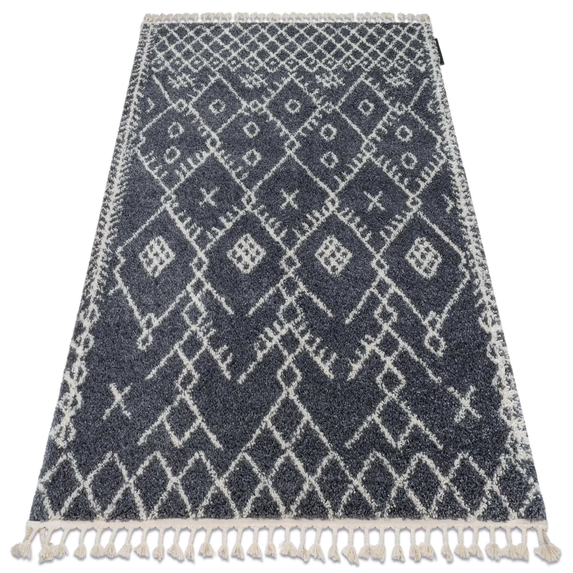 Alfombra BERBER TANGER B5940 gris/blanco Franjas Bereber Marroquí ...