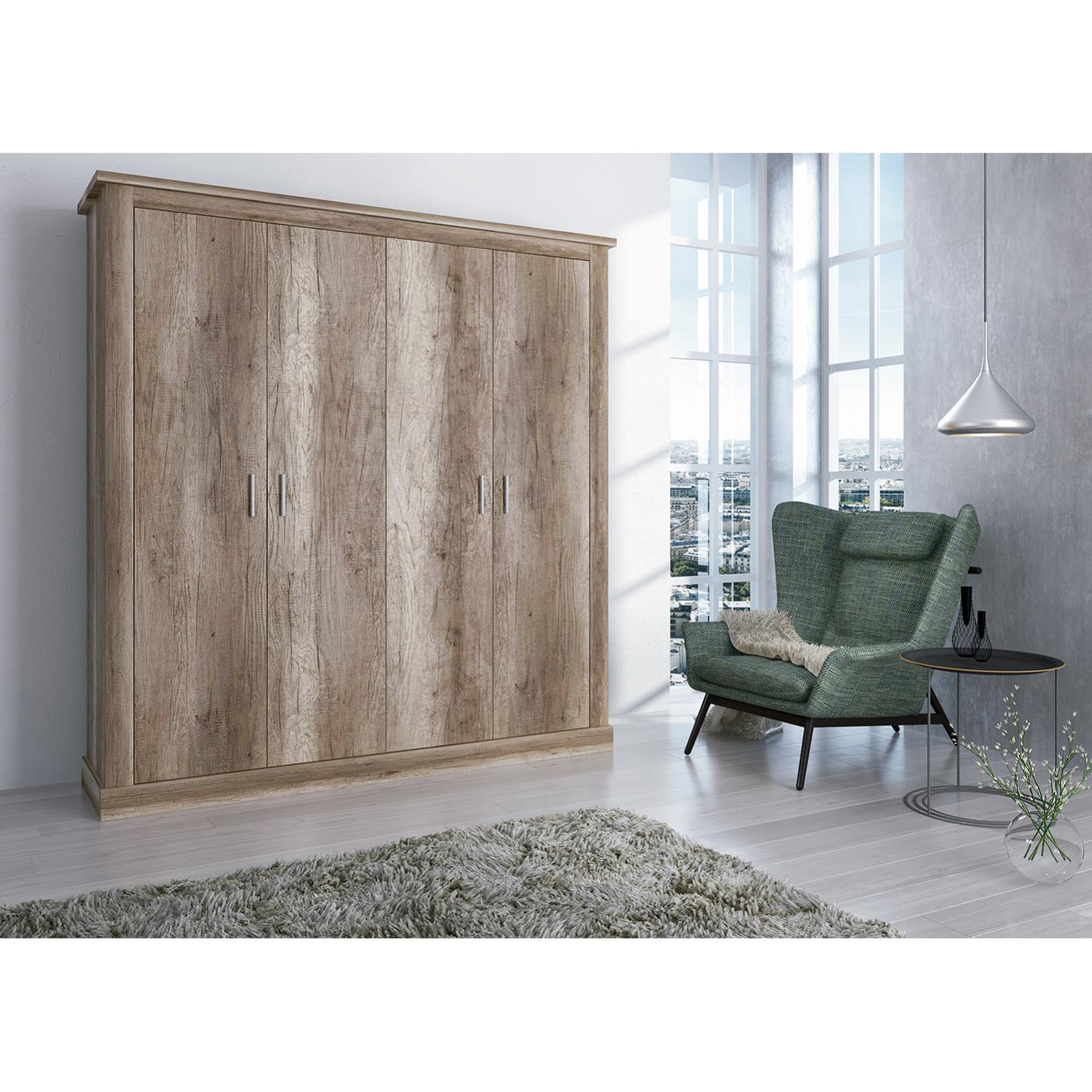 Armoire, placard garde-robe coloris Chêne vieilli - Longueur 196 x ...