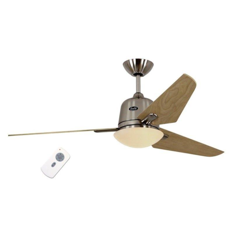 Ventilateur de plafond DC Eco AVIATOS BN-AH, moderne 132 Cm chrome brossé, pales érable avec ...
