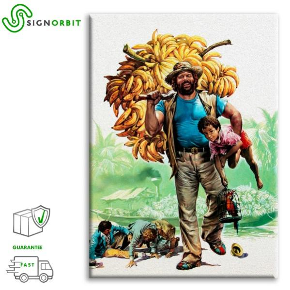 Tableau sur toile sur châssis en bois Poster Banana Joe 70x100 cm ...