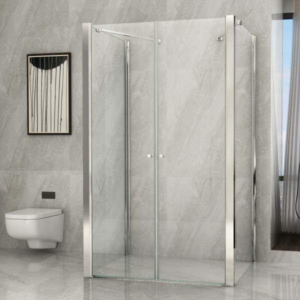 Box doccia 3 lati saloon apertura esterna e interna trasparente 8mm ...