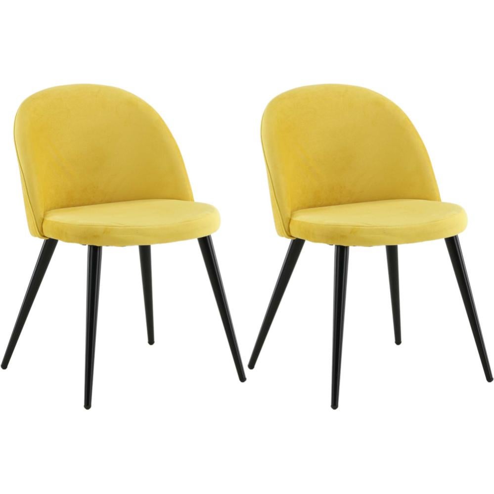 Chaise en velours avec pieds en acier Velvet (Lot de 2) jaune Venture Home | Leroy Merlin