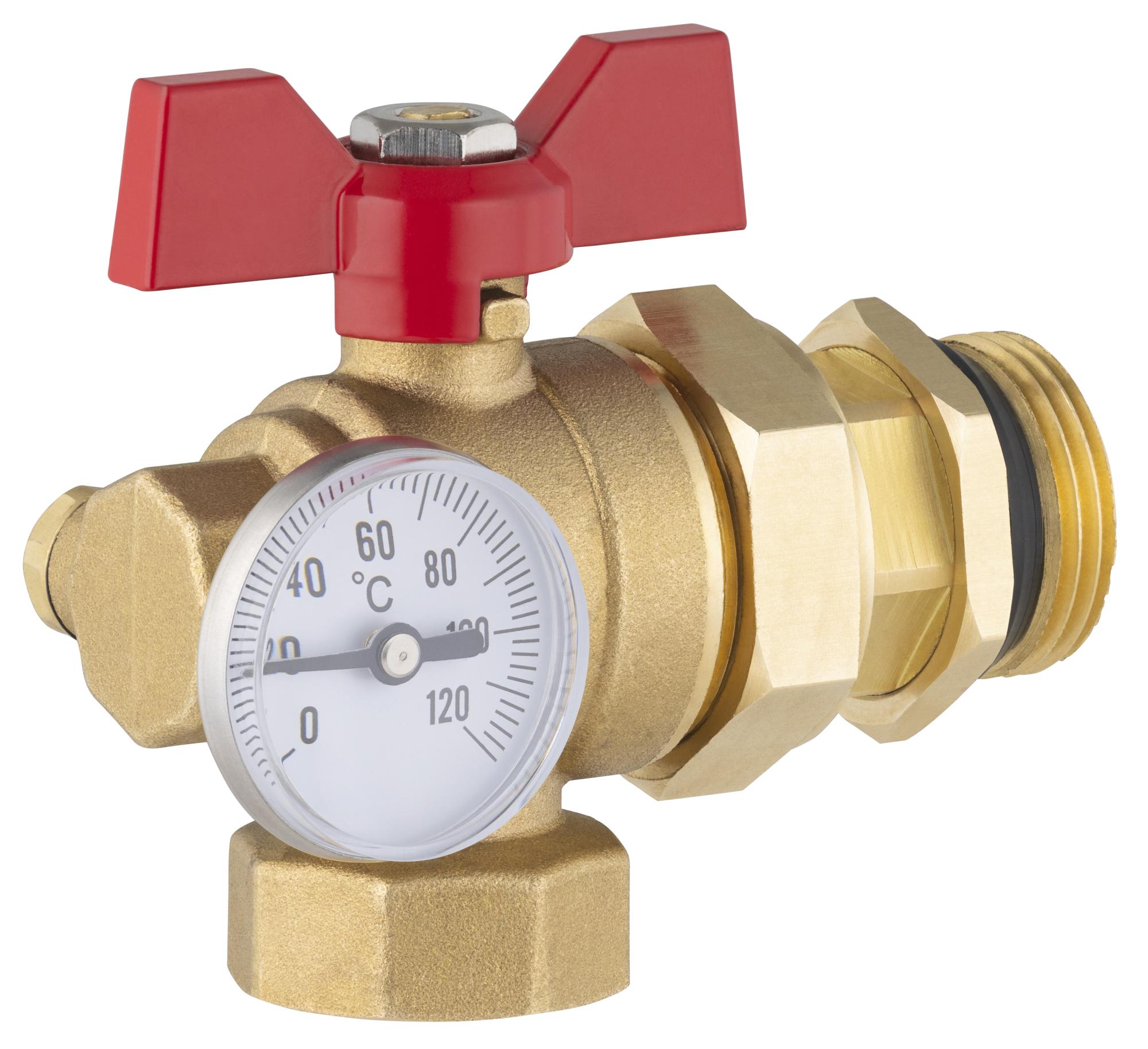 Valvola a squadra 26x34 (1') leva rossa per collettore riscaldamento a ...