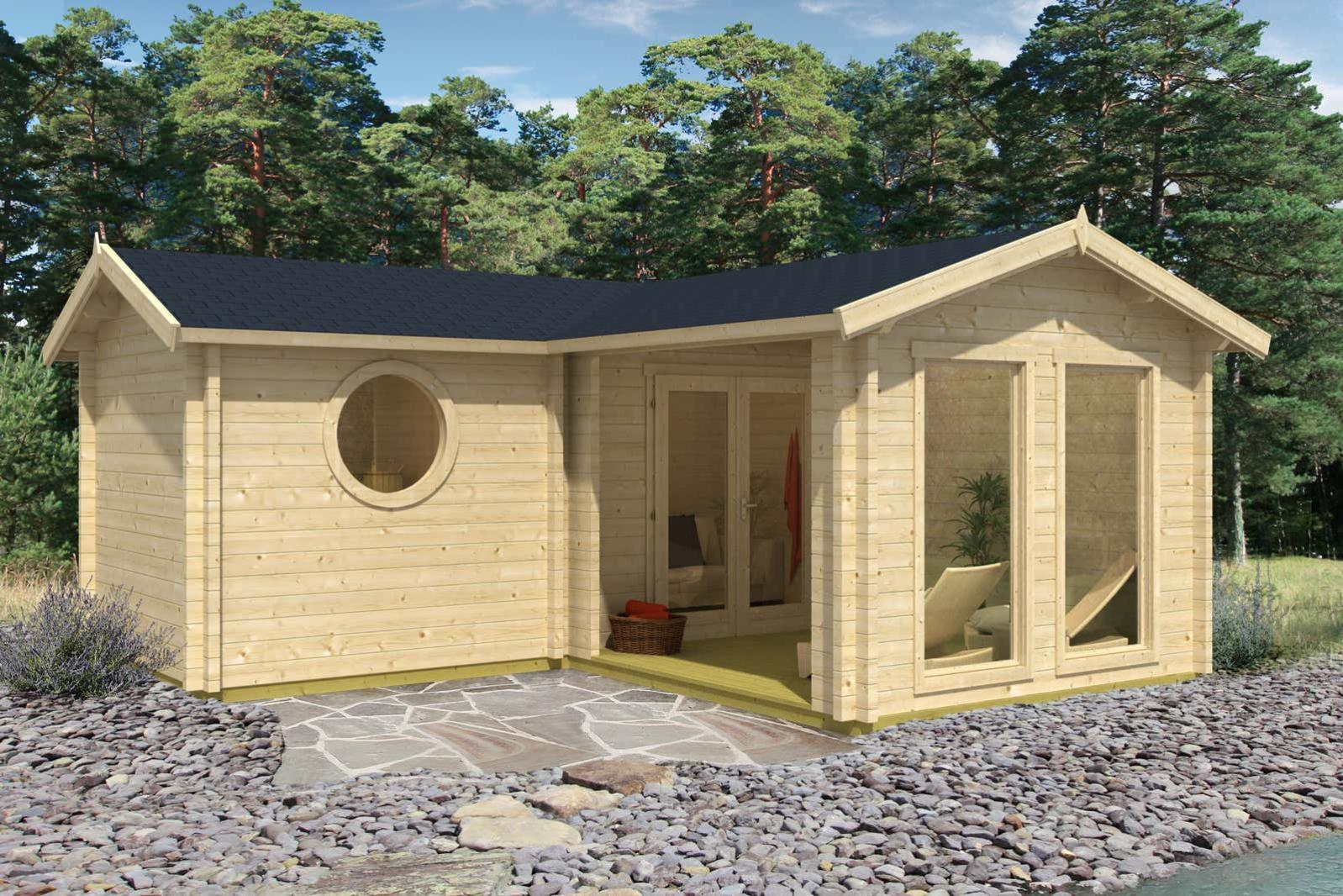 Sauna extérieur Lasse-70 FinnTherm, 6.3x6m dim. ext. (cas échéant incl ...