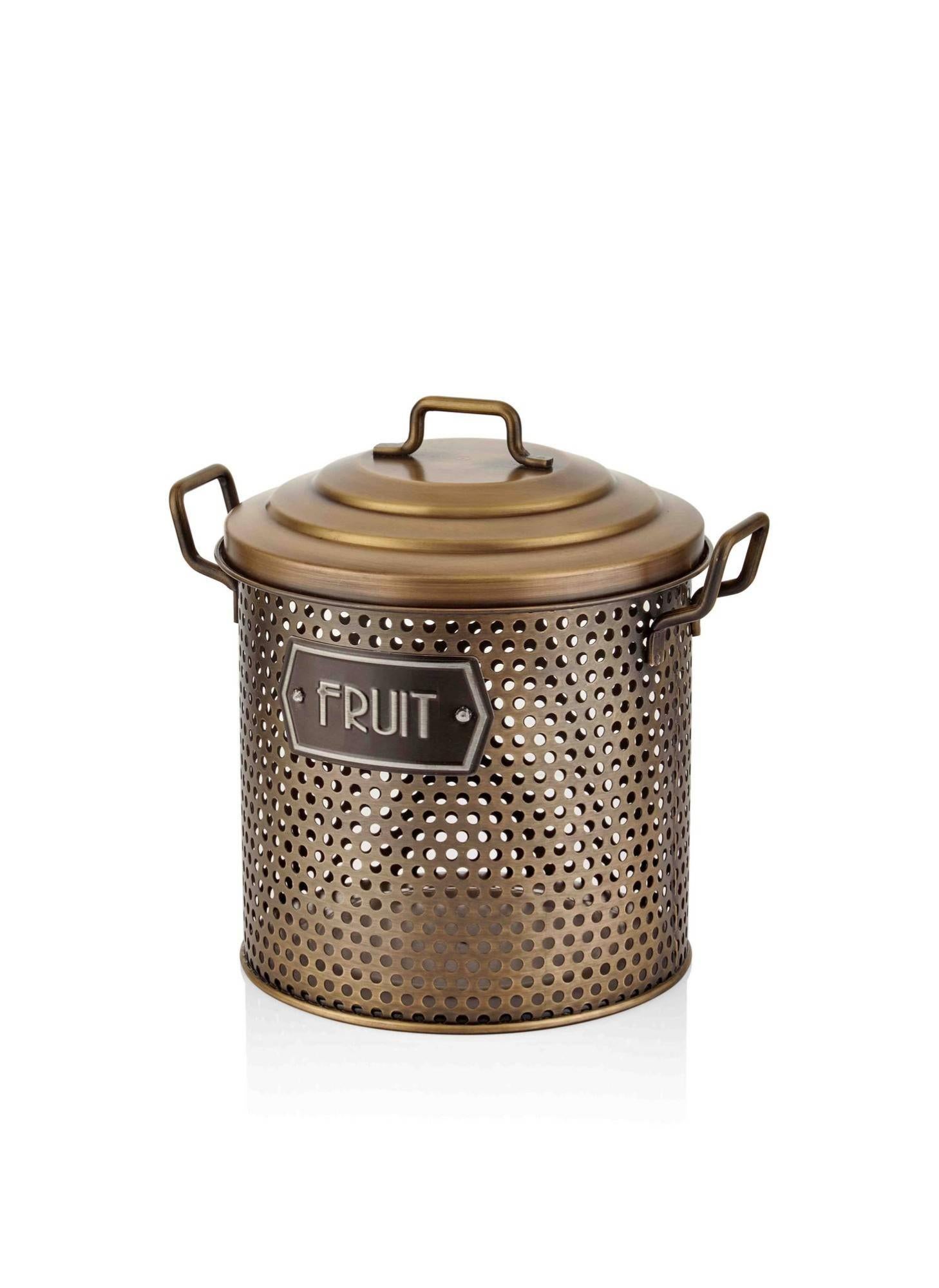 Corbeille à couvercle troué Ø 23cm Canistrum Galvanisé Or | Leroy Merlin