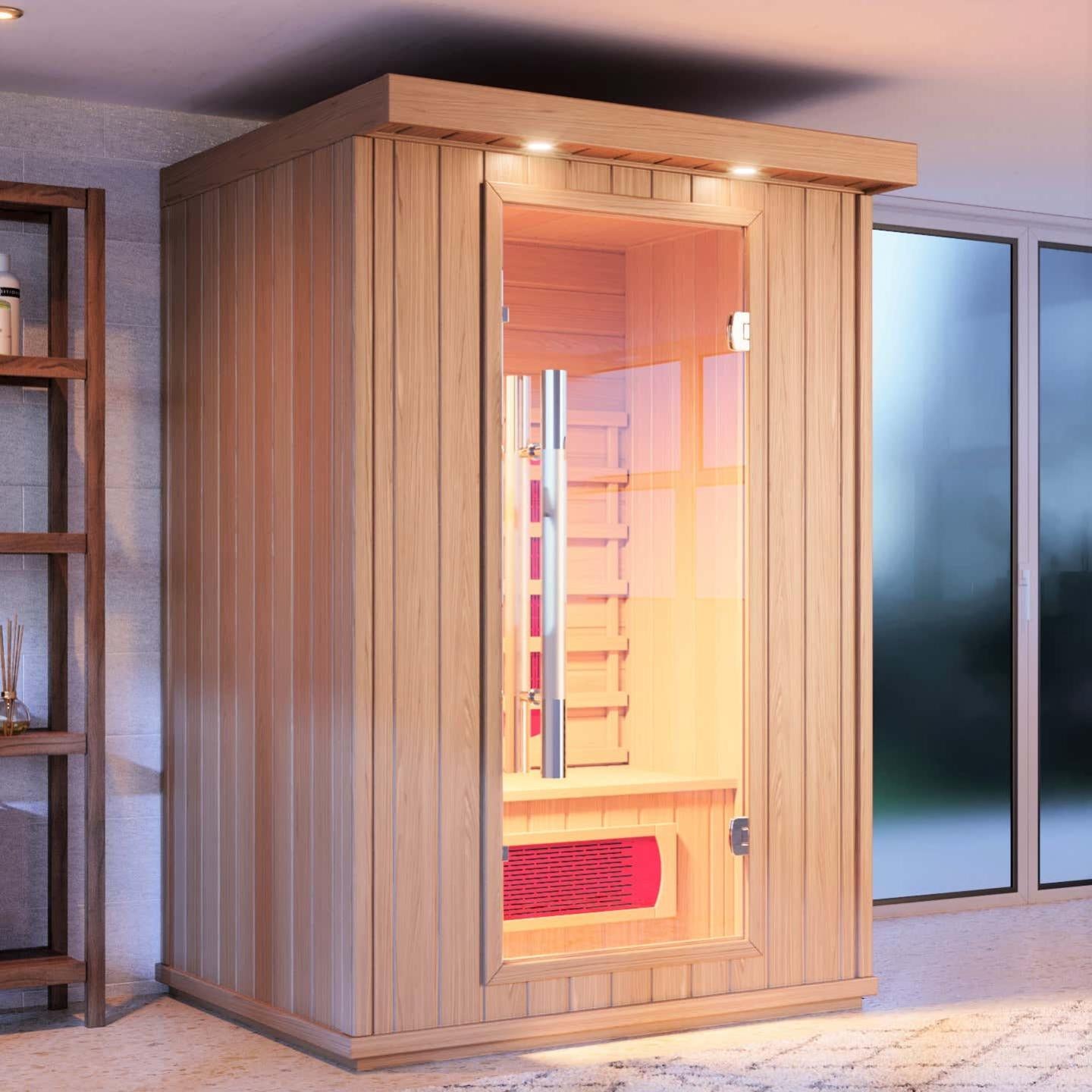 Cabine de sauna infrarouge Helga FinnTherm, 1.2x1.1m dim. ext. (cas ...