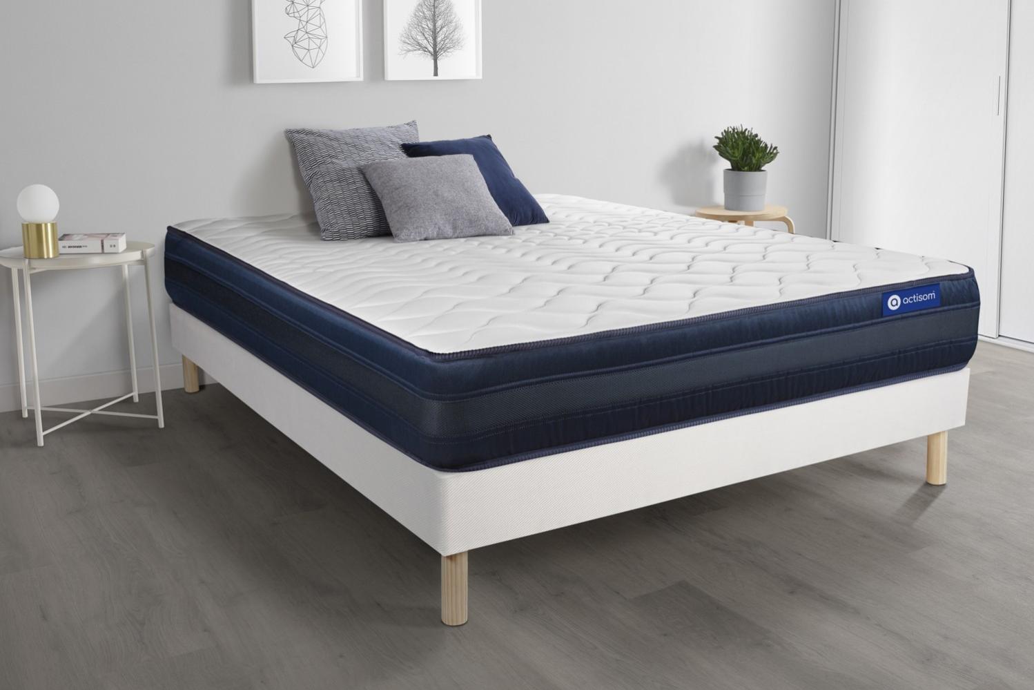 Ensemble matelas 200 x 200 cm Actilatex tech - Latex et mémoire de forme - Ep. 24 cm - Très ...