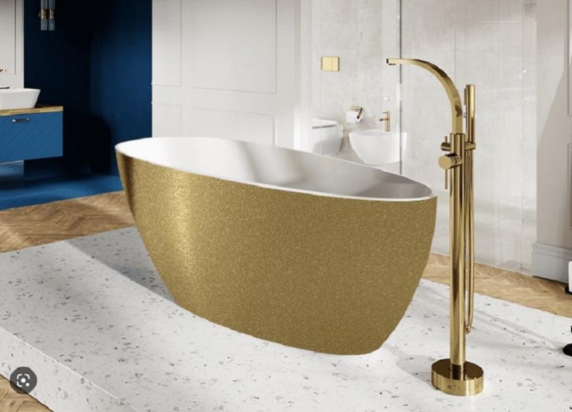 Bañera isla dorada con bonde dorado Glam GOYA A-LINE 170x80 | Leroy Merlin