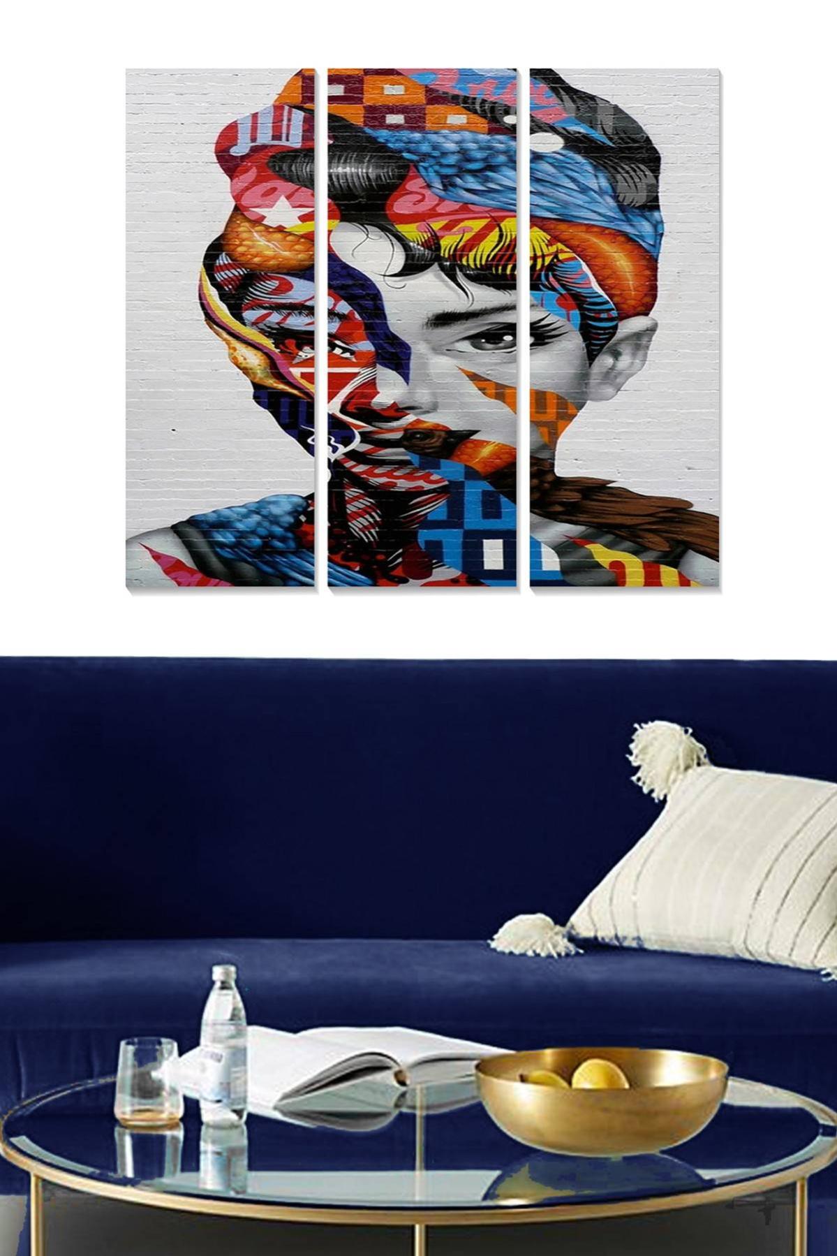 Triptyque Fabulosus L70xH50cm Motif Portrait, femme avec turban ...