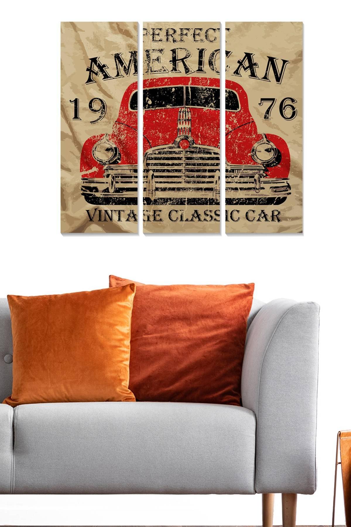 Triptyque Fabulosus L70xH50cm Motif Poster Voiture Vintage Rouge et ...