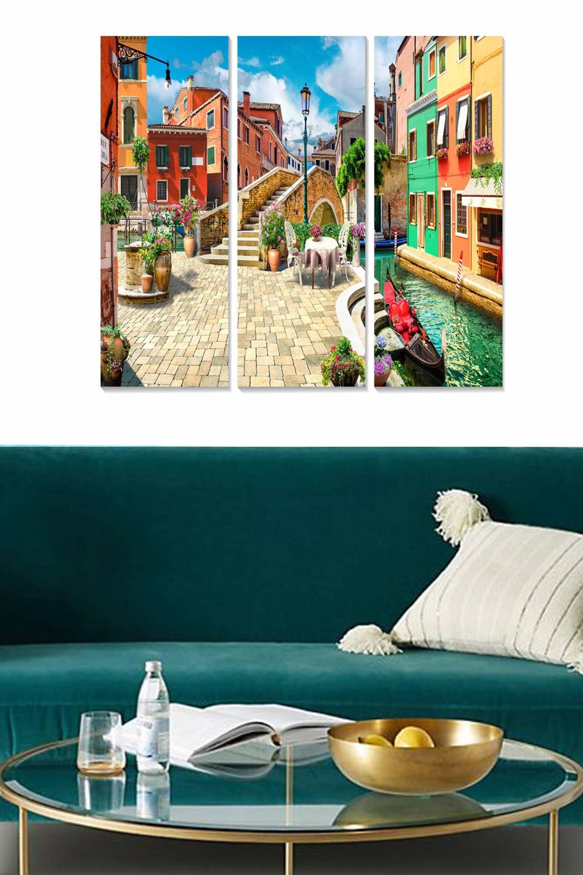 Triptyque Fabulosus L70xH50cm Motif Peinture ruelle et pont | Leroy Merlin