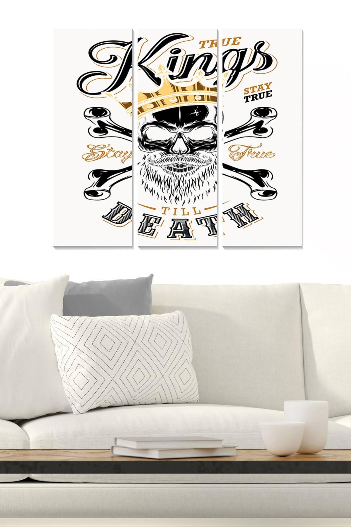 Triptyque Fabulosus L70xH50cm Motif poster tête de mort blanc, Noir et ...