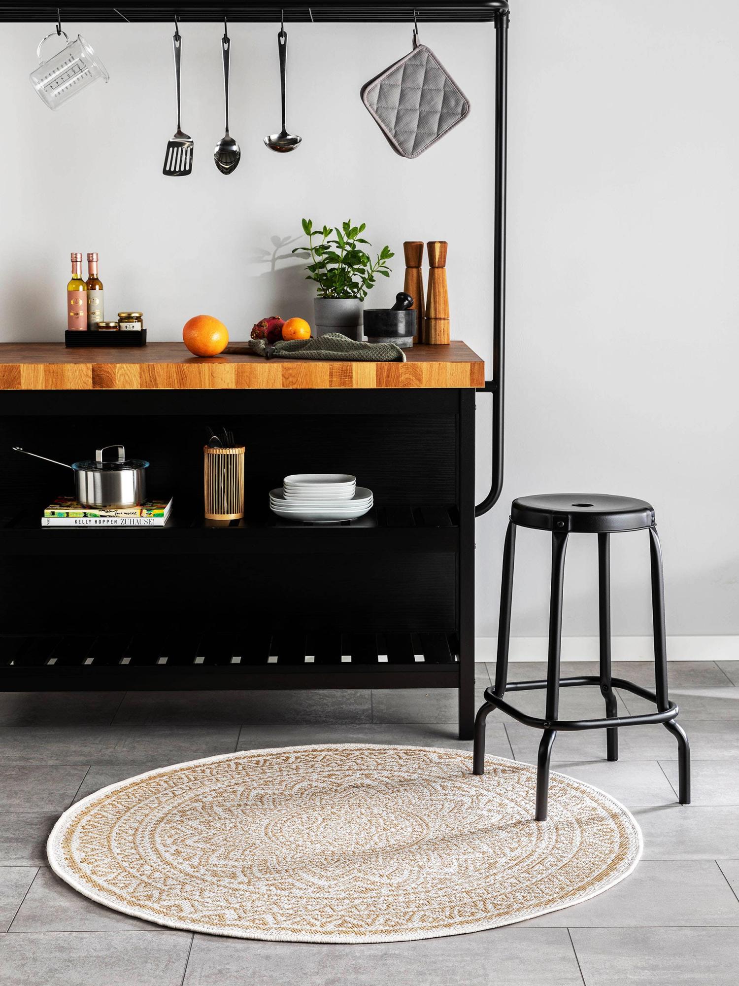 BENUTA - Tappeto per interno ed esterno rotondo crema/beige ø 150 cm ...